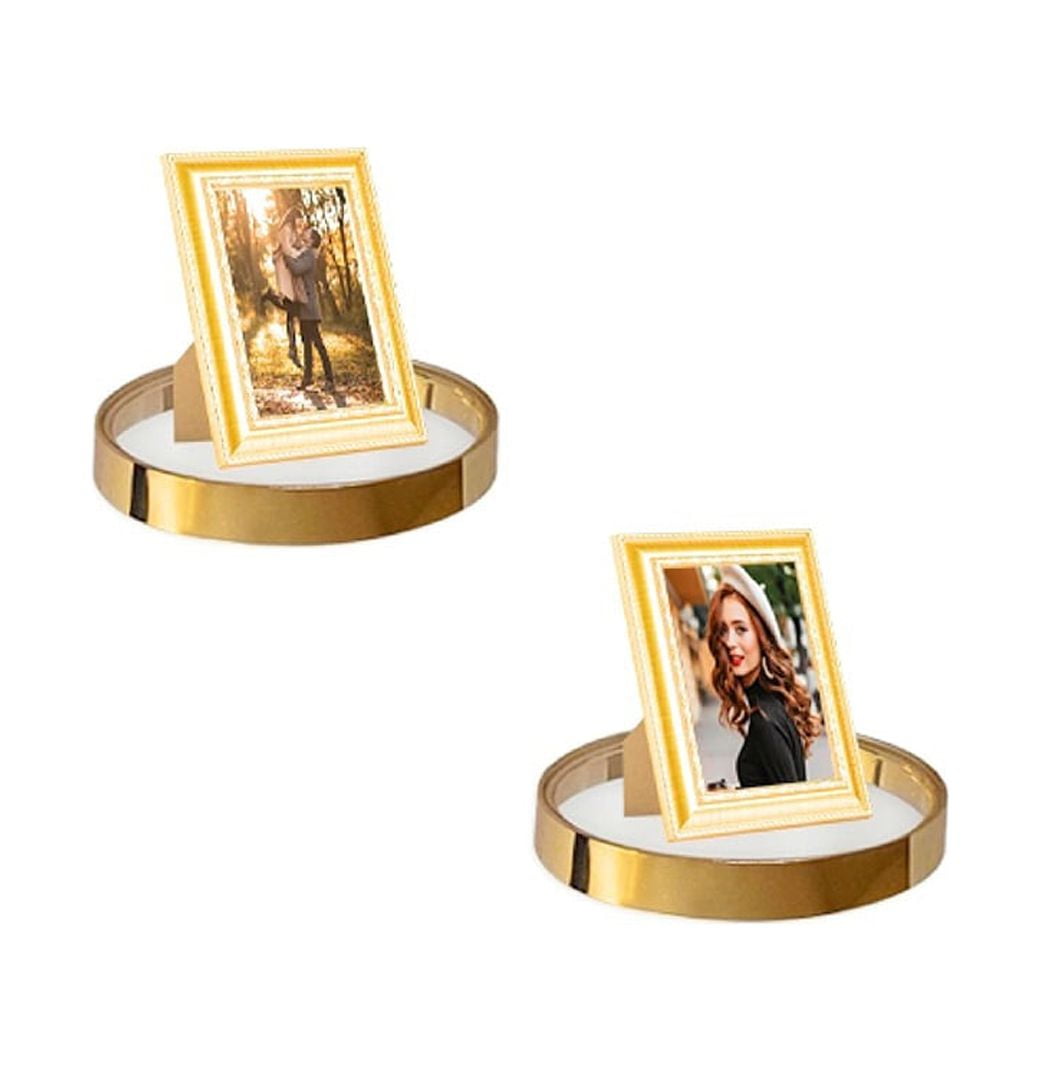 YOLS Small Floating Shelves - Wall Decor -Round Gold Metal Frame with ...