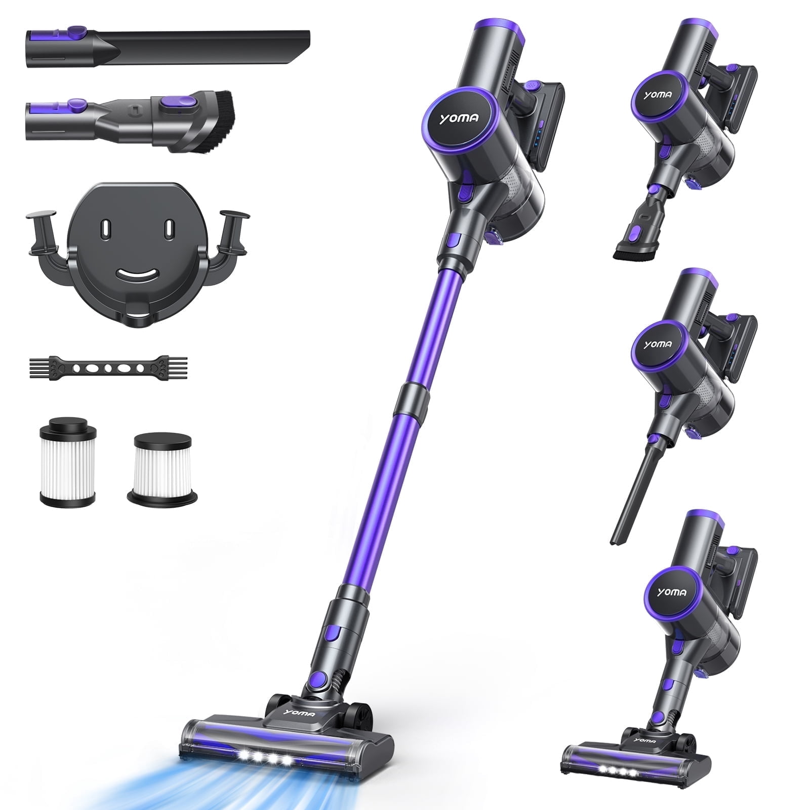 YOMA Cordless Vacuum Cleaner, 6-in-1 Rechargeable Stick Vacuum, 50 Min ...
