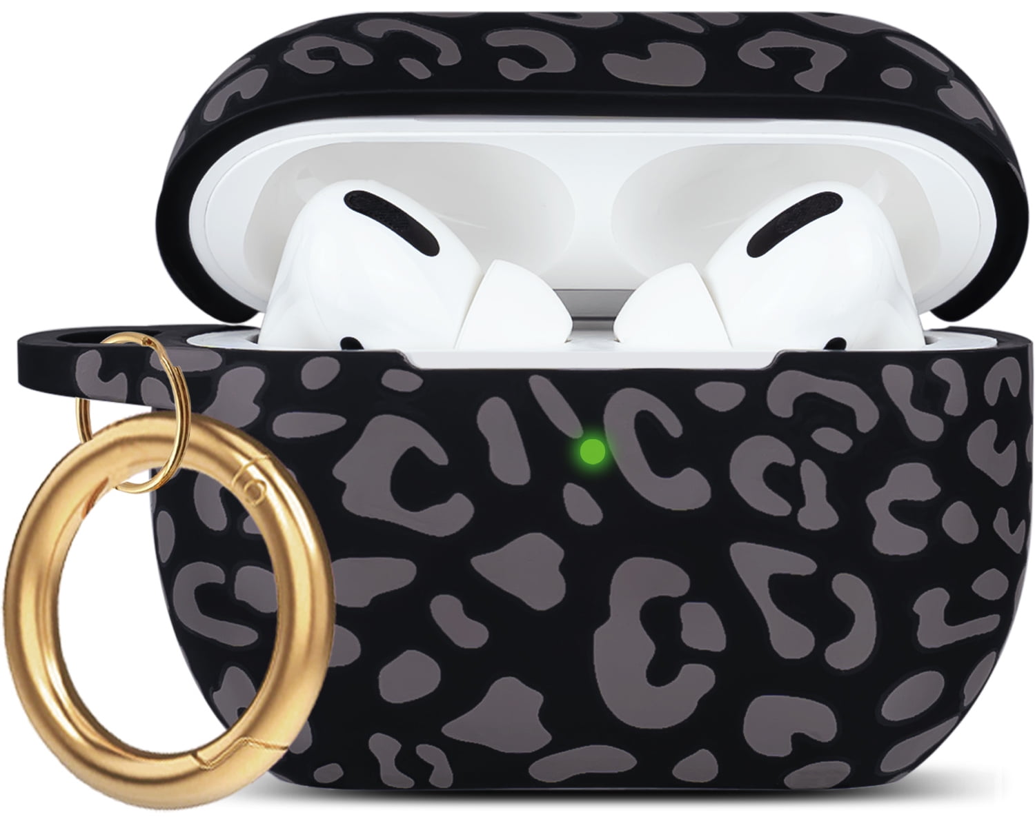 YOMPLOW AirPods Pro 2/1 Leopard Print Case with Gold Carabiner, Grey ...