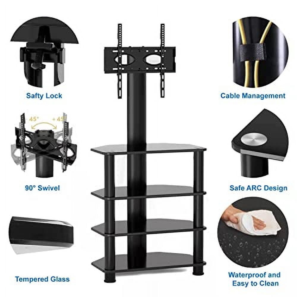 YOMT Floor TV Stand with 4 Tier Media Stand Audio Video Rack Tower for ...