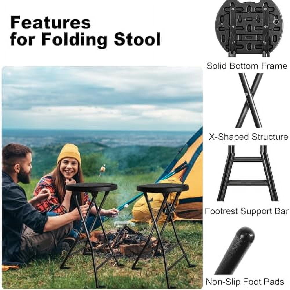 YOMT Portable Folding Stool, 24 inch Folding Bar Stool with Handle ...