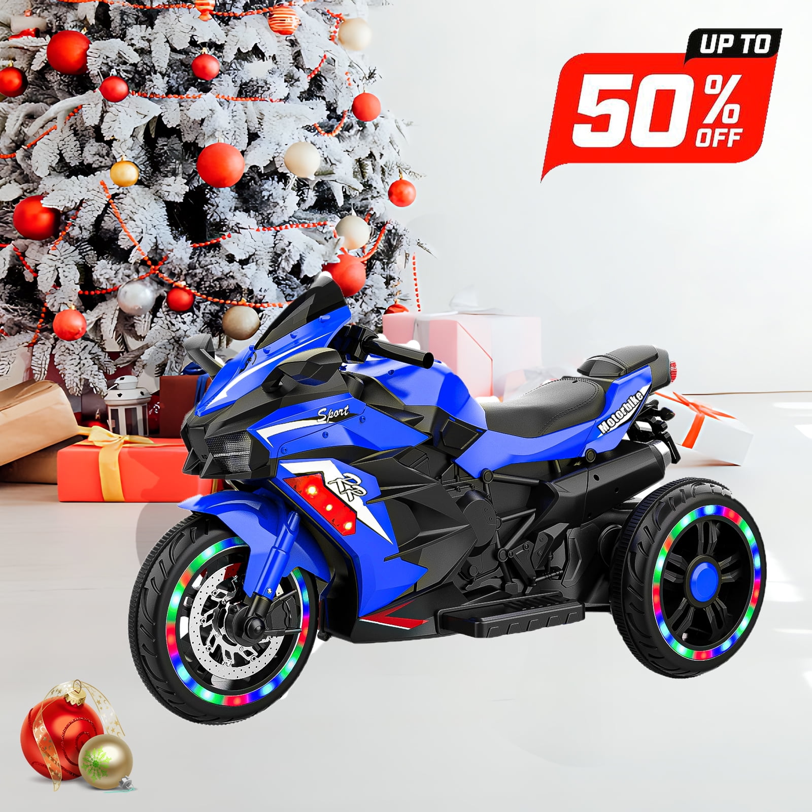 12V Kids Electric Motorcycle Toy, 3-Wheel Motorbike for Children, Boys ...