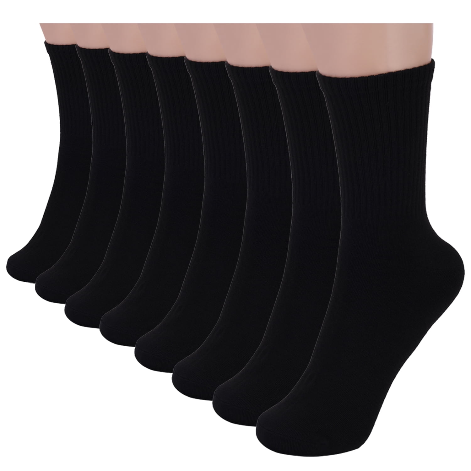YOMYM 8 Pairs Crew Socks Casual Calf Socks, Athletic Cushion Running ...