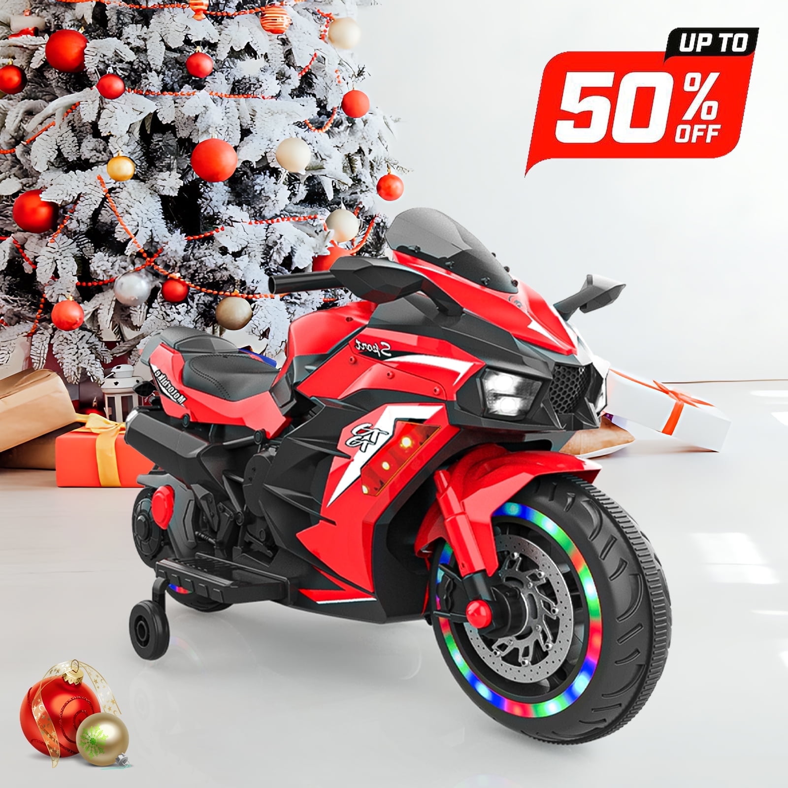 YOMYM Electric Motorcycle for Children, 12V Battery Operated Motorized ...