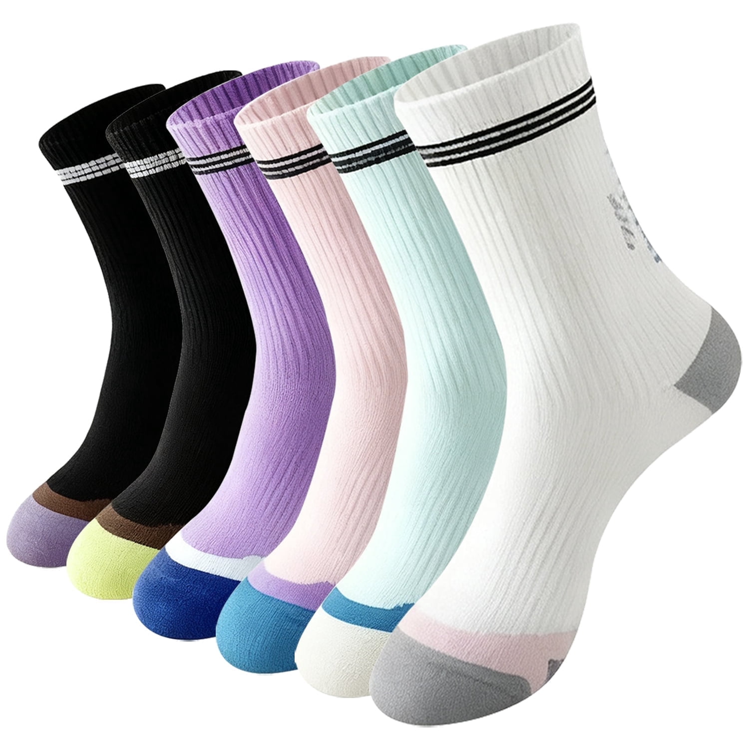 YOMYM, Women's Athletic Crew Socks, 6 Pairs, Multicolor - Walmart.com