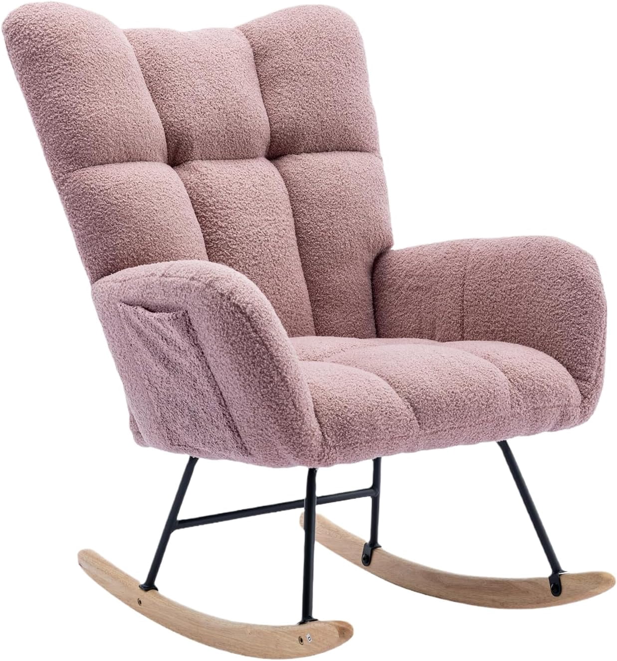 YONFHJKI Rocking Chair Teddy Upholstered Rocking Chair Nursery Thick ...