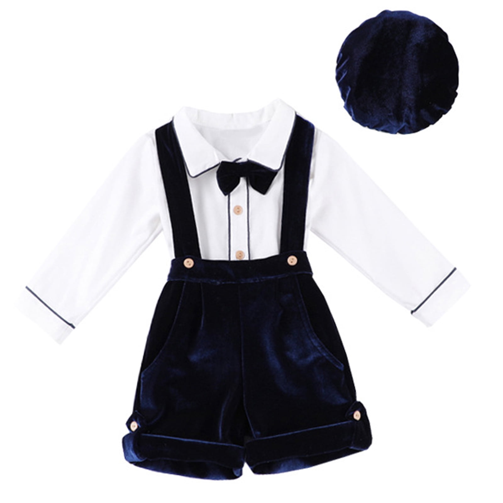 YONGHS Baby Boys Velvet Gentleman Suit Tuxedo Bow Tie Shirt with ...