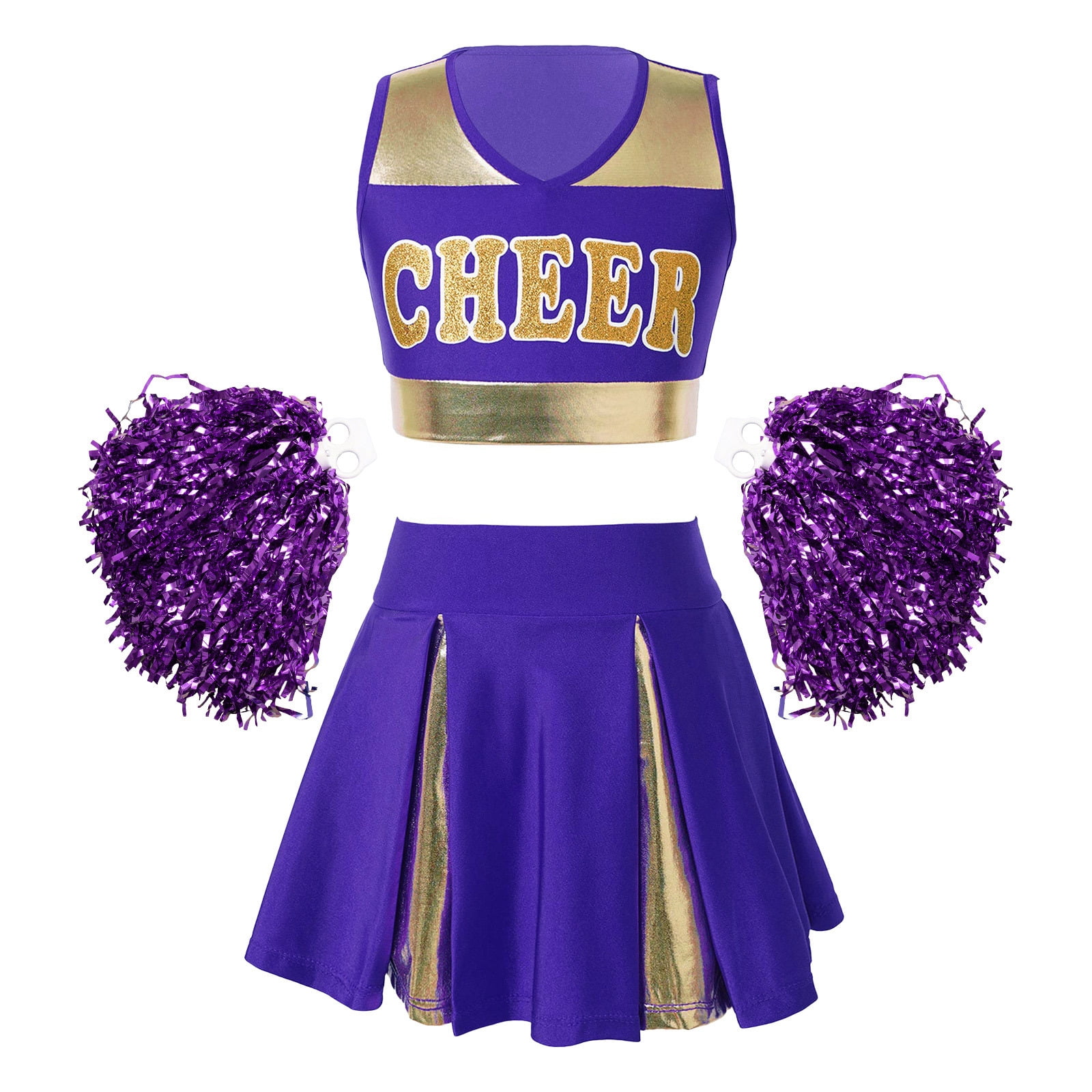 YONGHS Girl's Cheer Leader Cheerleading Uniform Cosplay Halloween Fancy ...