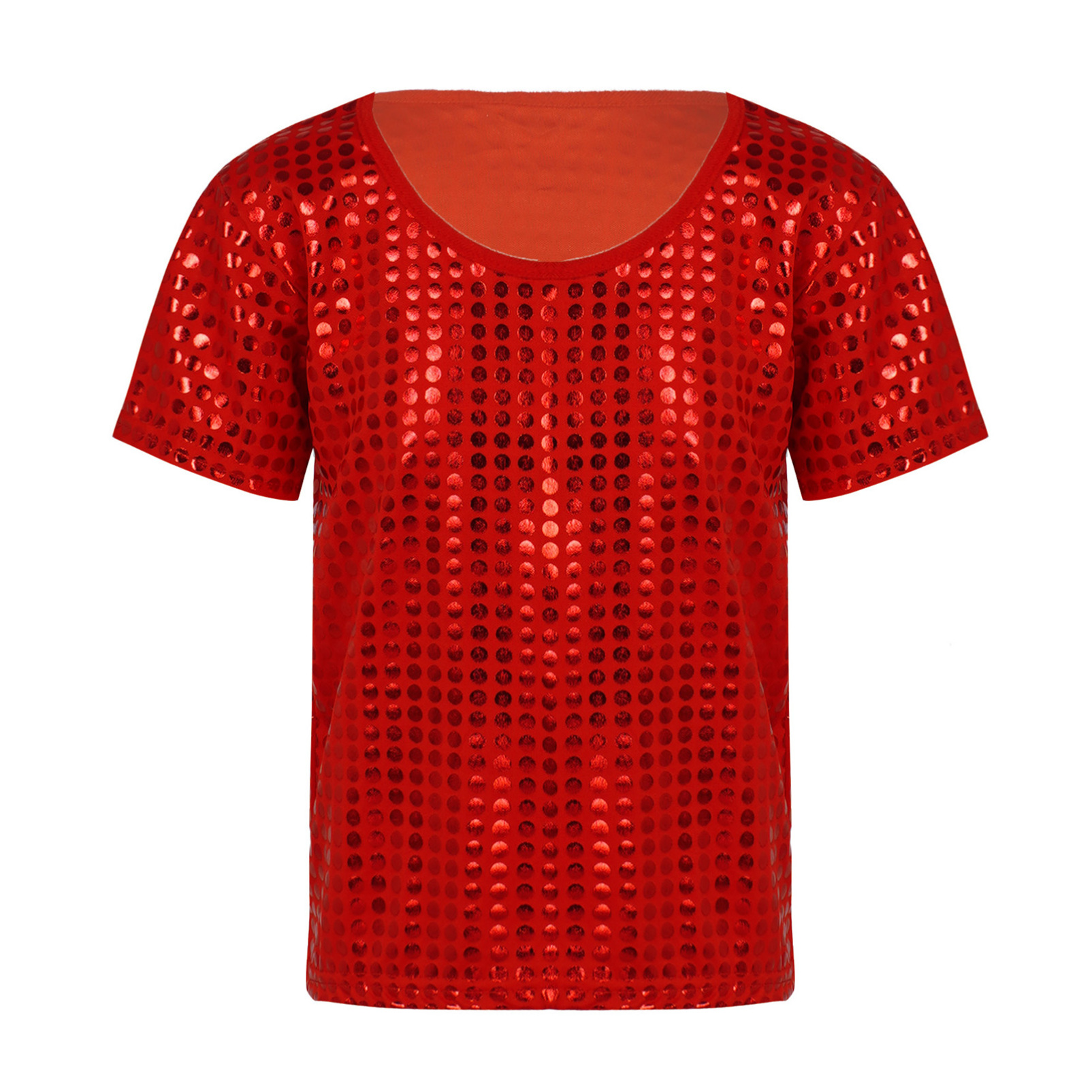 YONGHS Girls Boys Shiny T-Shirt Short Sleeves Tee Shirt Top Jazz Hip ...