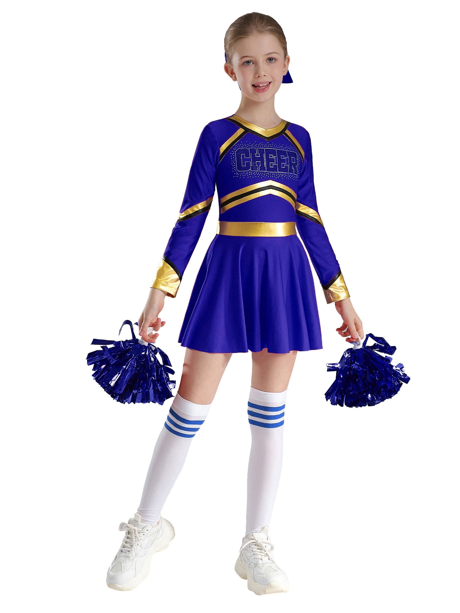 YONGHS Girls Cheer Leader Cheerleading Outfits High School Dance Dress ...