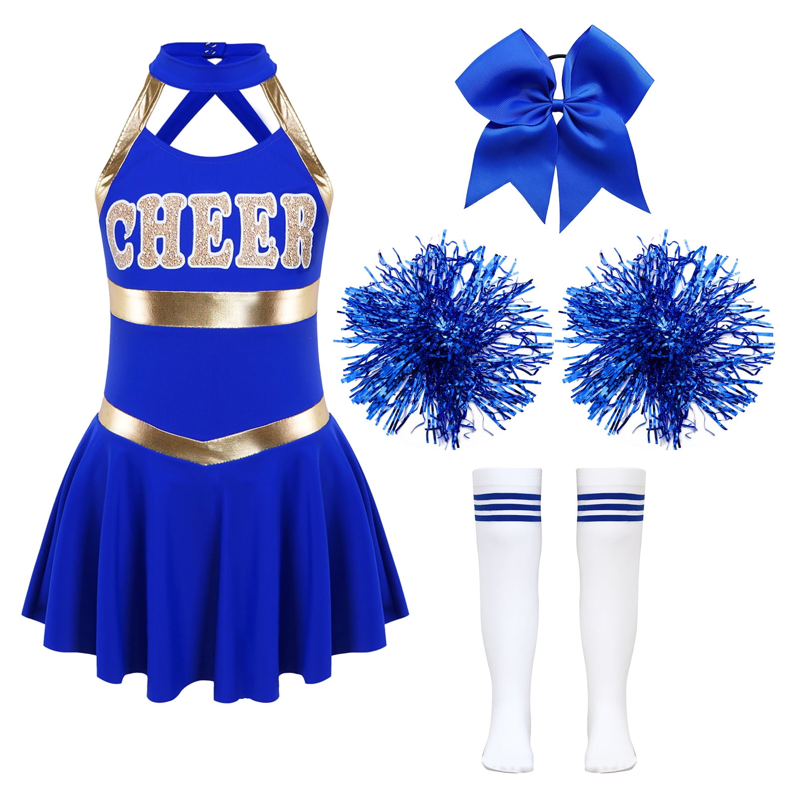 YONGHS Girls Cheer Leader Costume Cheerleading Performance Danc Dress ...