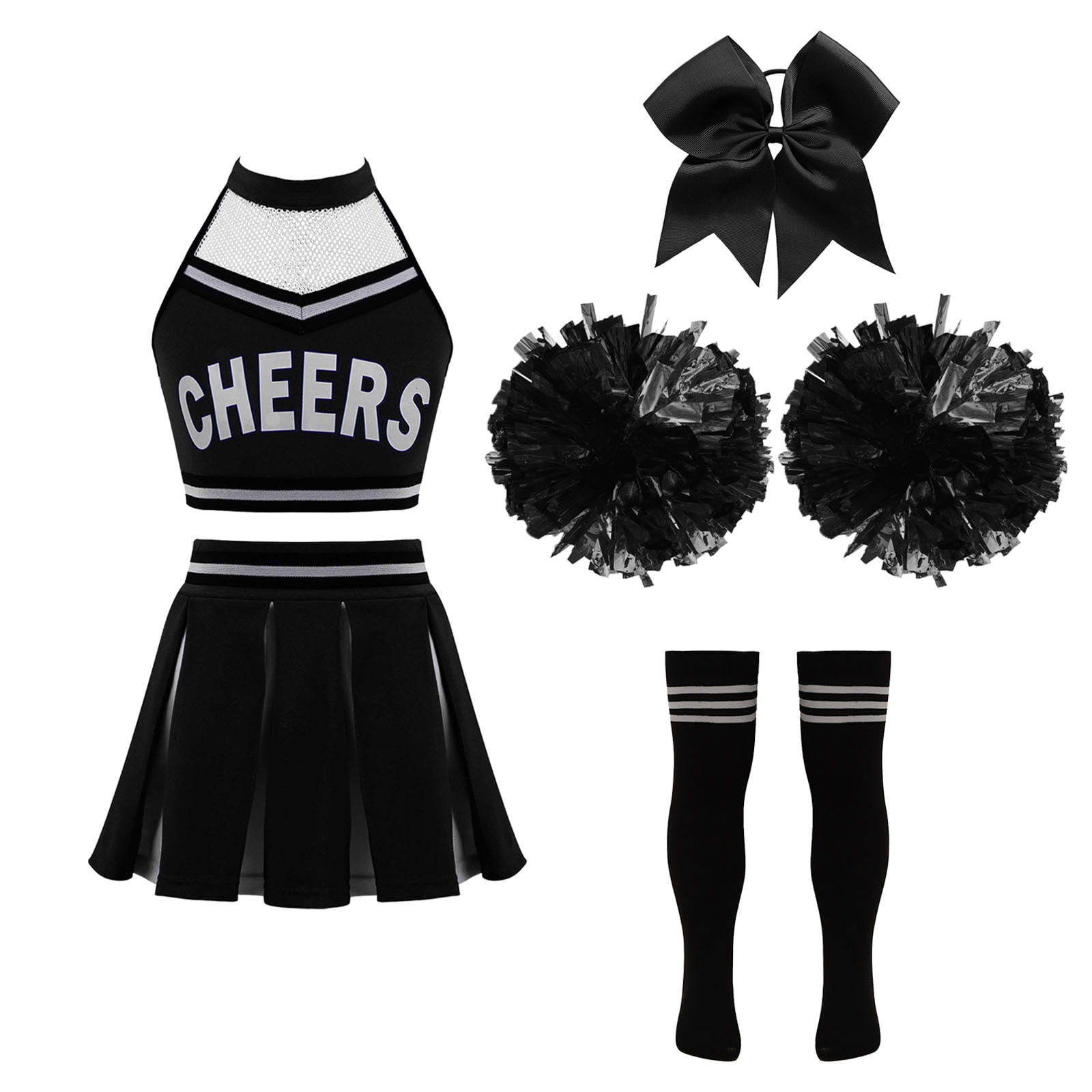 YONGHS Girls Cheerleading Dance Dress Cheer Leader Uniform 5Pcs ...