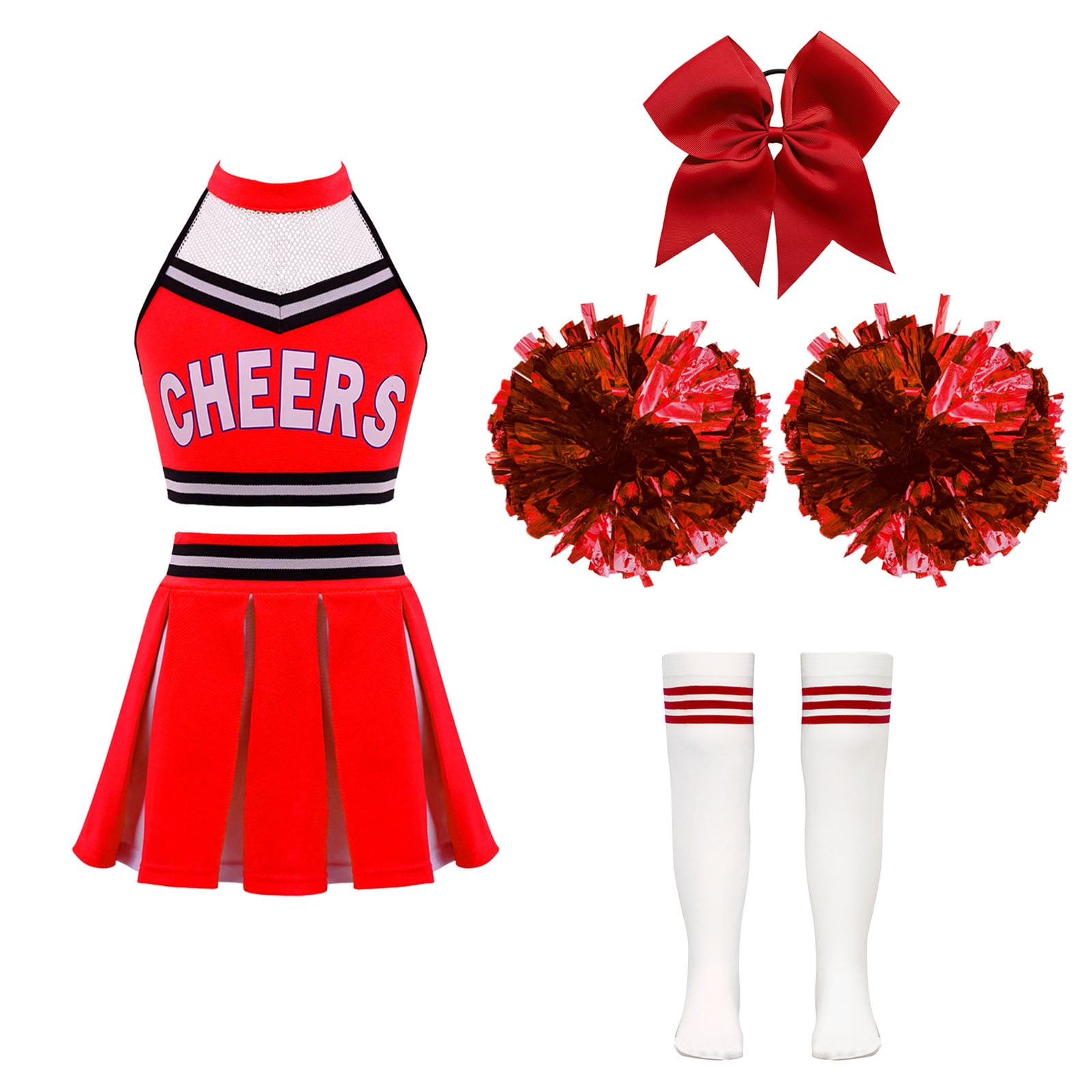 YONGHS Girls Cheerleading Dance Dress Cheer Leader Uniform 5Pcs ...