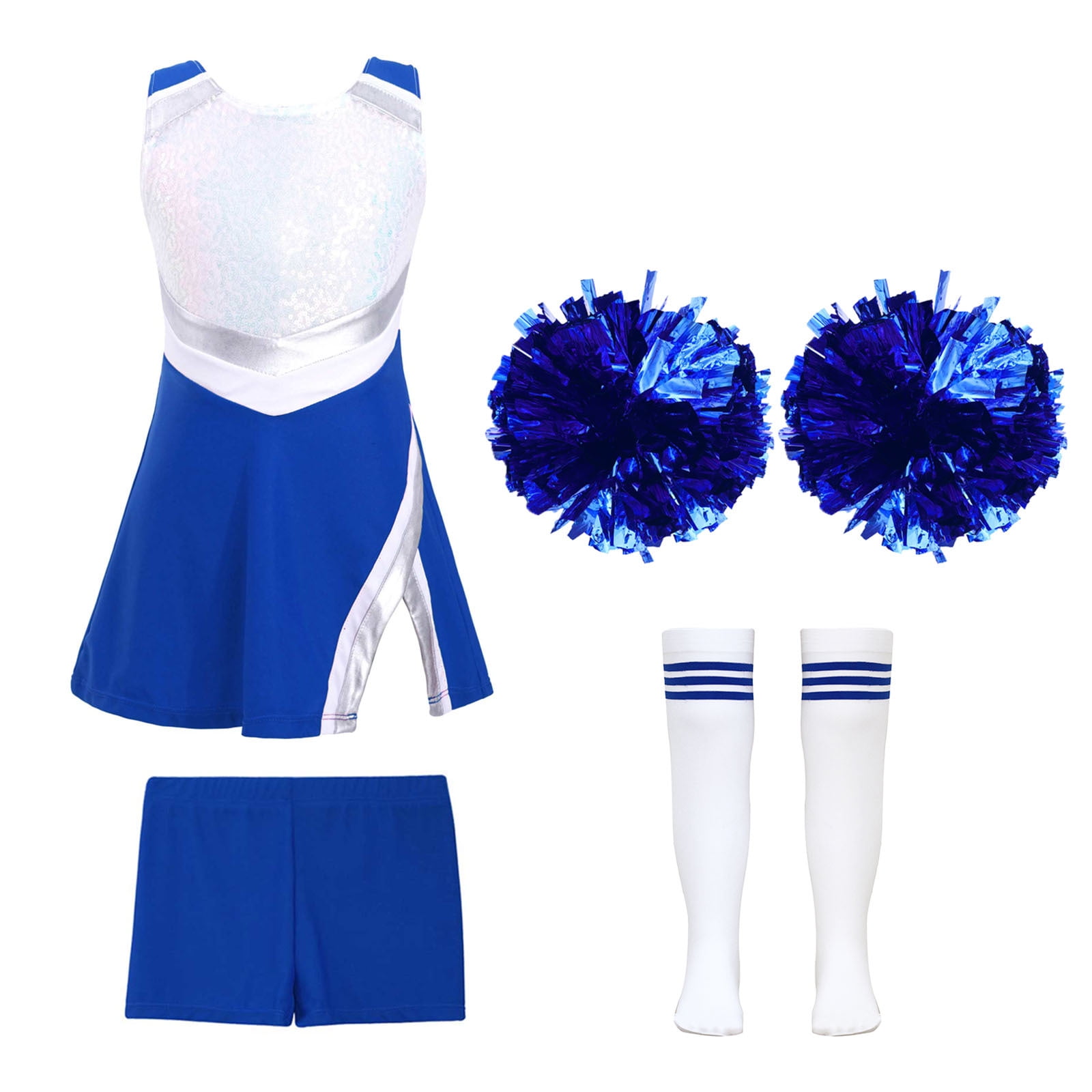 YONGHS Girls Cheerleading Dance Outfits Sequins Patchwork Dress with ...