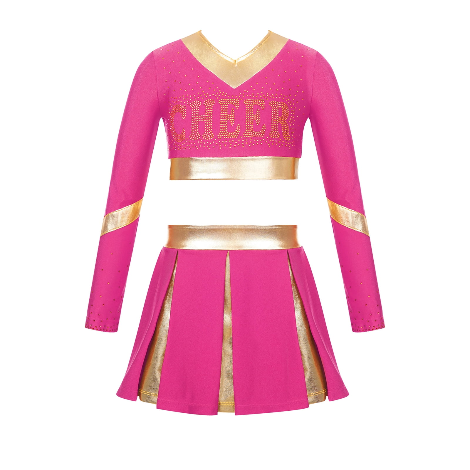 YONGHS Girls Cheerleading Outfits High School Cheer Leader Long Sleeve ...