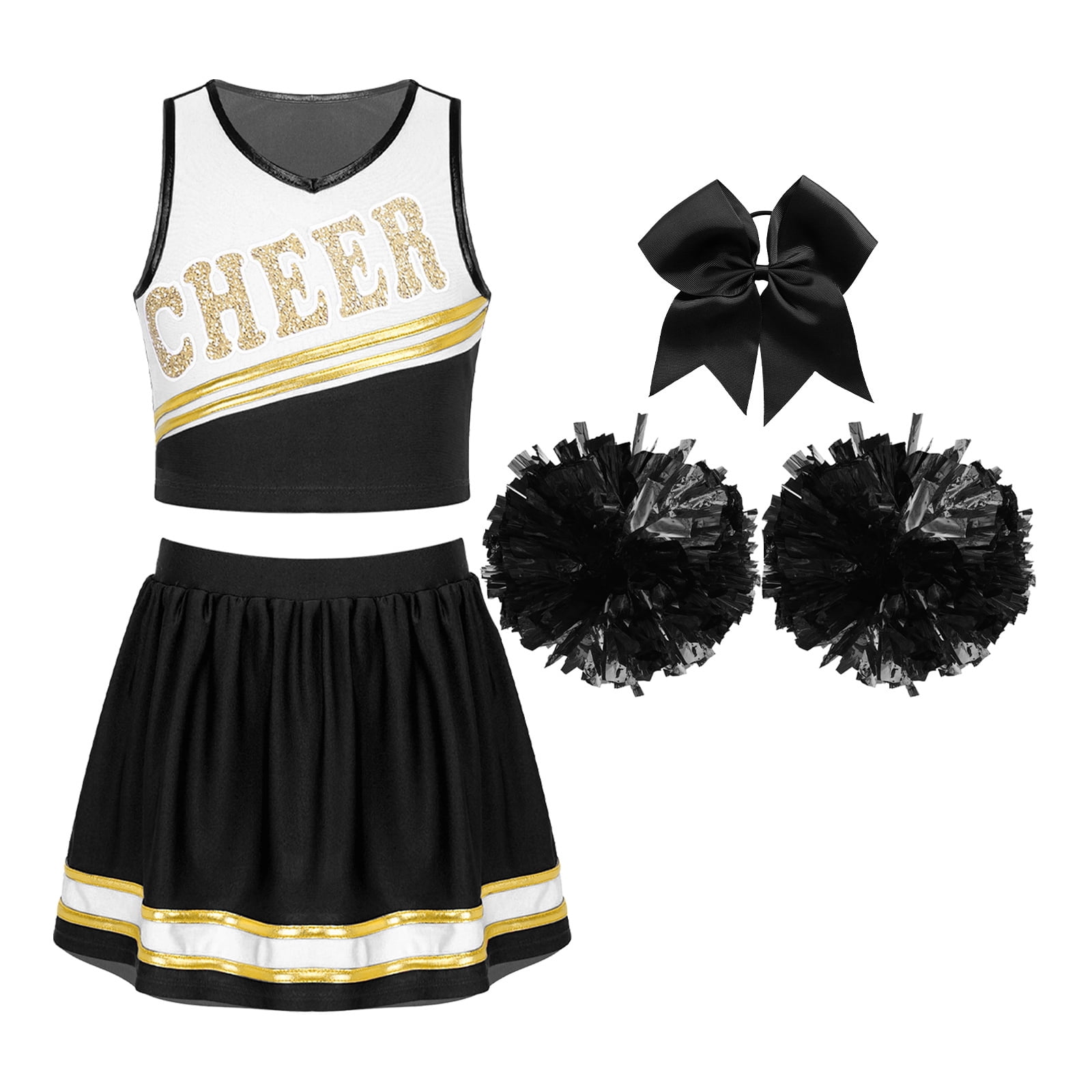 YONGHS Girls Cheerleading Performance Fancy Party Dress Up Costume Crop ...