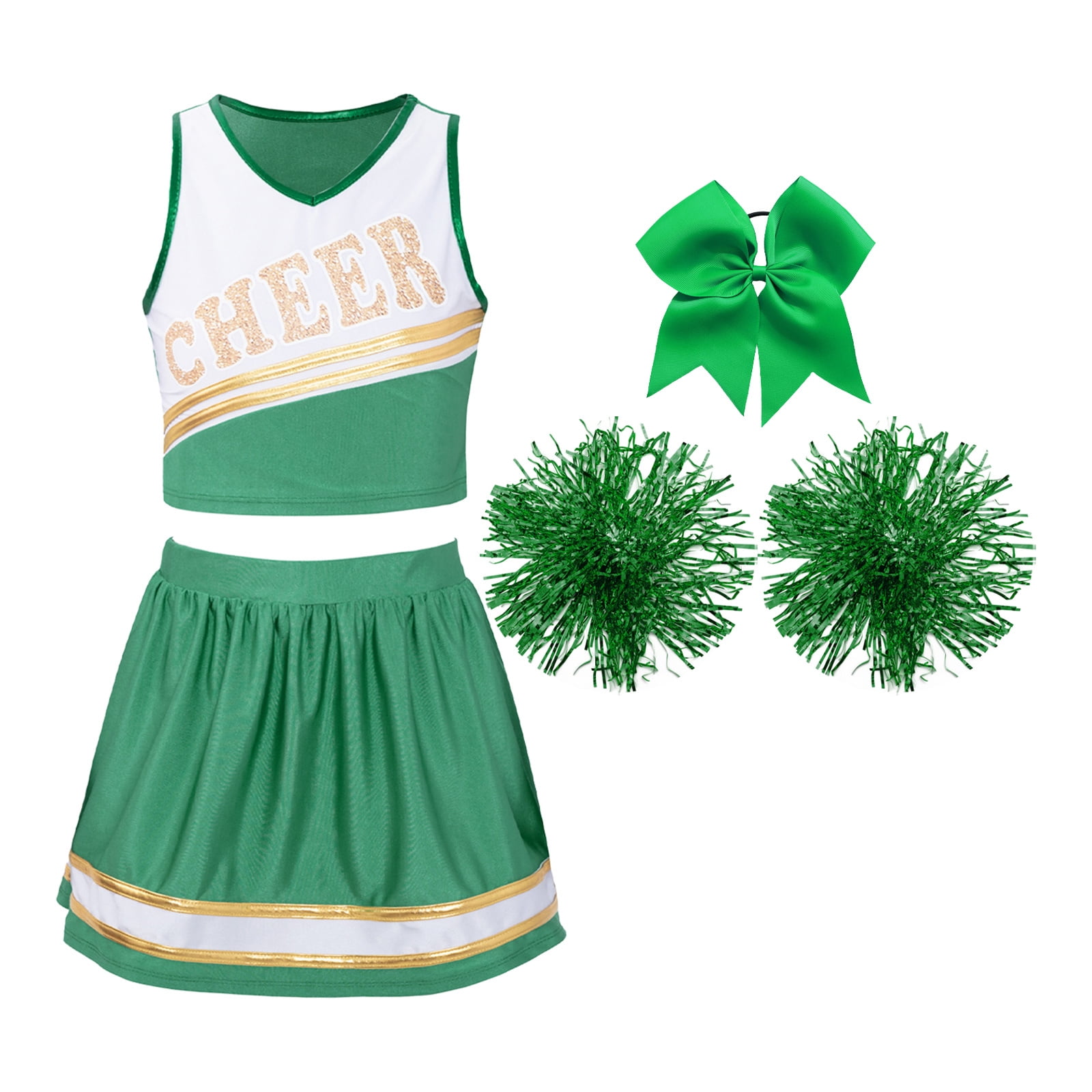 YONGHS Girls Cheerleading Performance Fancy Party Dress Up Costume Crop ...