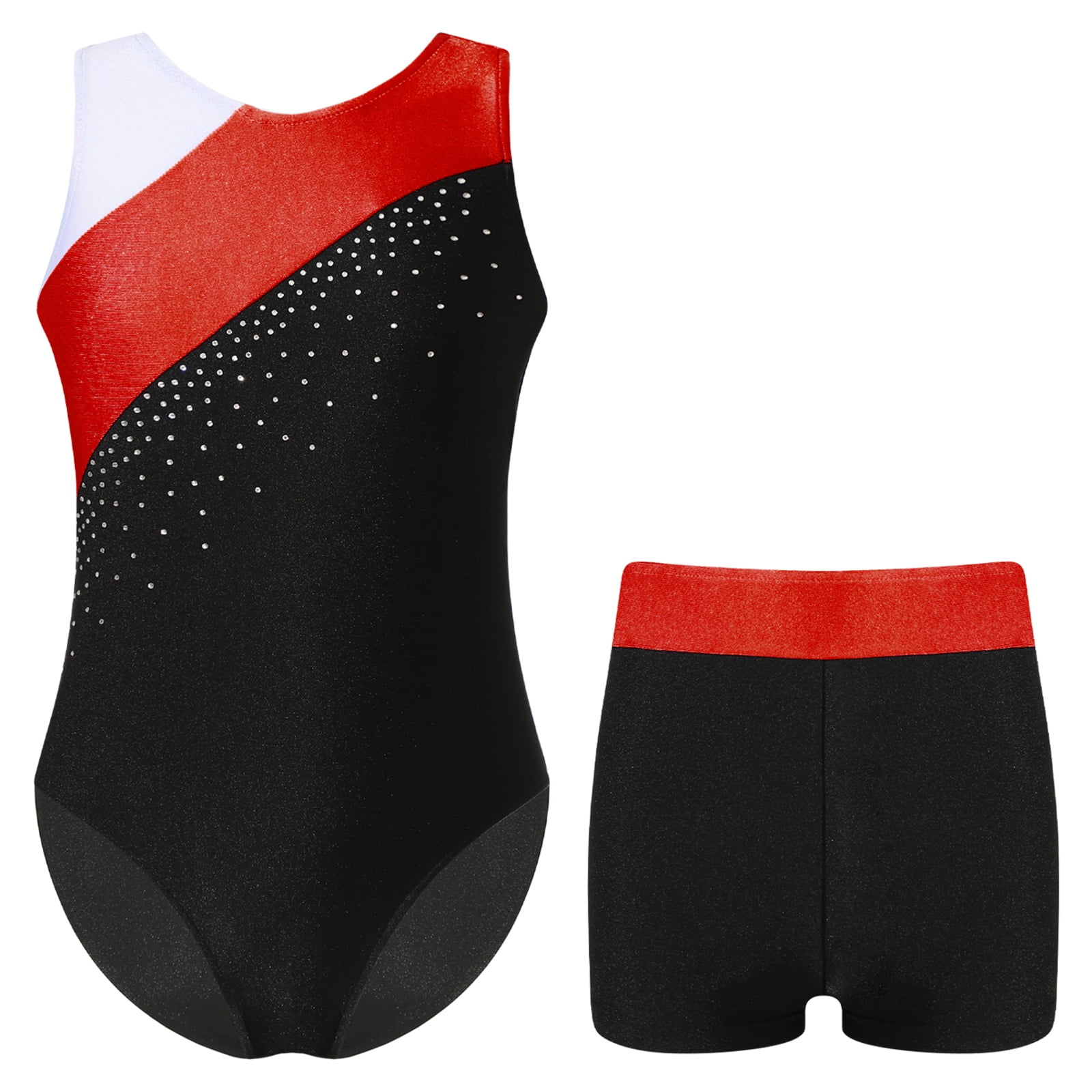 YONGHS Girls Gymnastics Tank Leotards with Shorts Dance Ballet Unitard ...