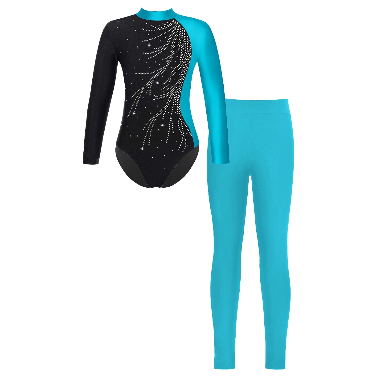 YONGHS Girls Gymnastics Unitards Long Sleeves Ballet Dance Bodysuit ...