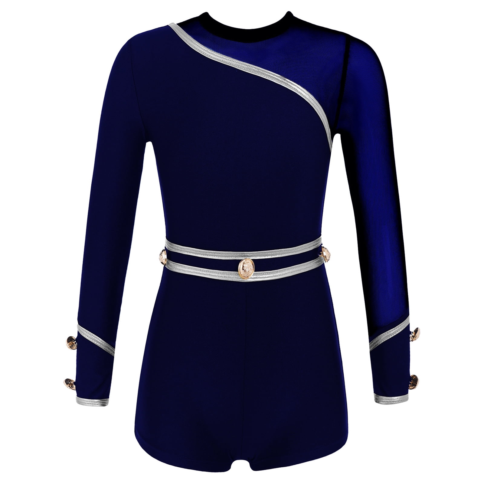 YONGHS Girls Mesh Splice Long Sleeves Gymnastics Leotard Unitard ...
