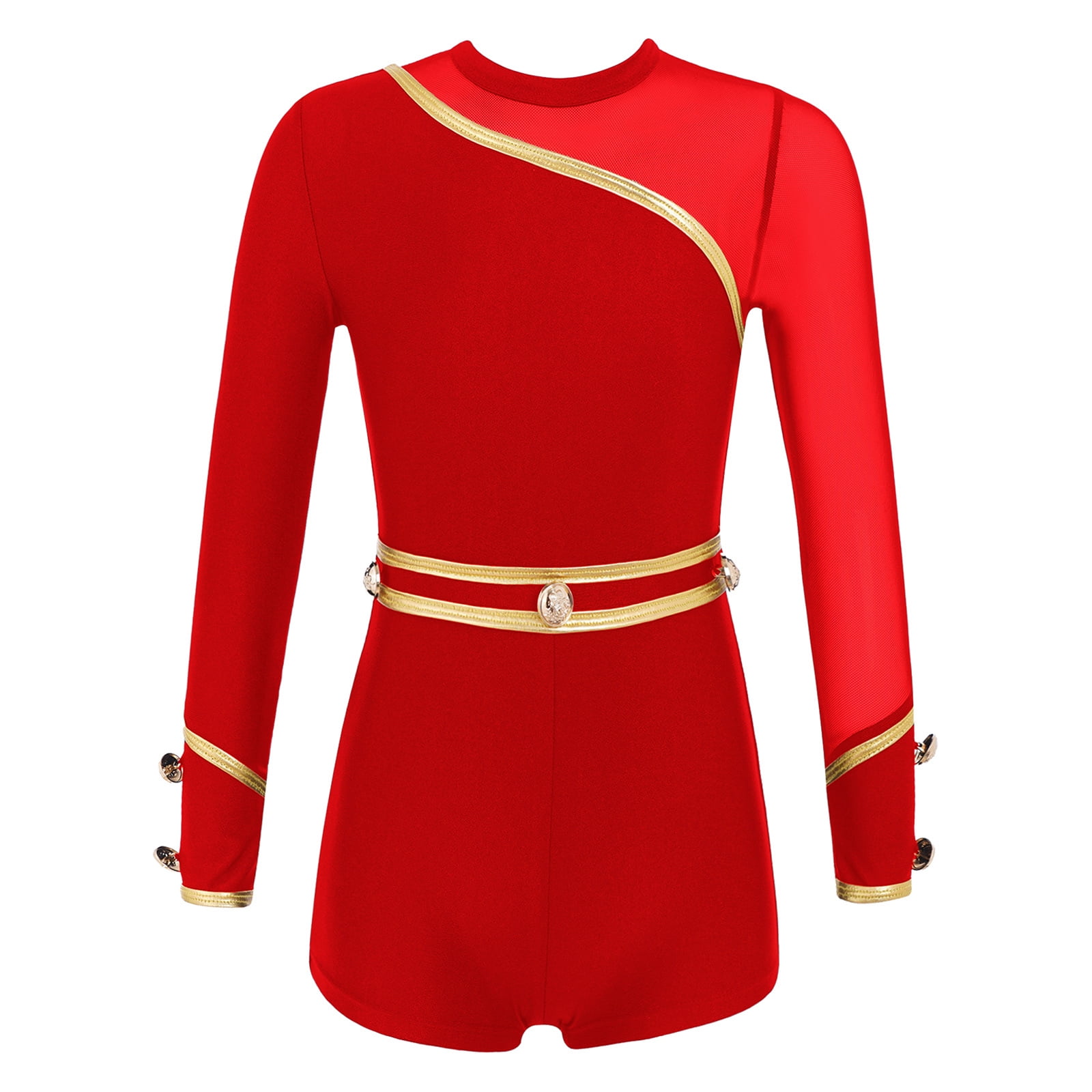 YONGHS Girls Mesh Splice Long Sleeves Gymnastics Leotard Unitard ...