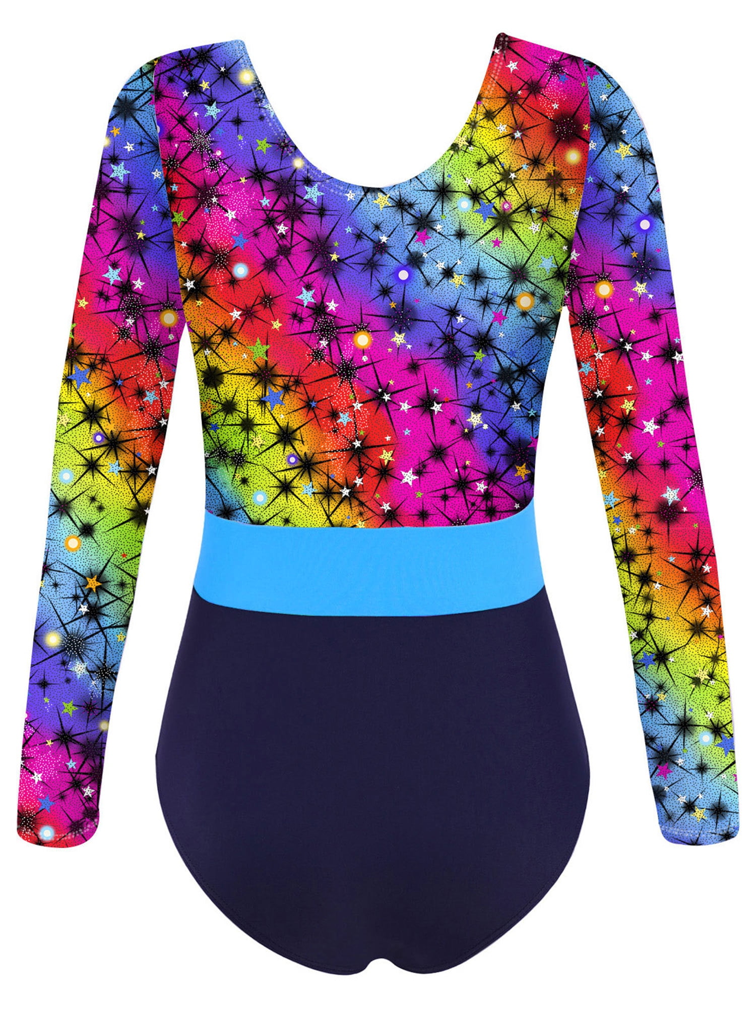 YONGHS Girls One Piece Ballet Dance Leotard Tie Dye Printed Long ...