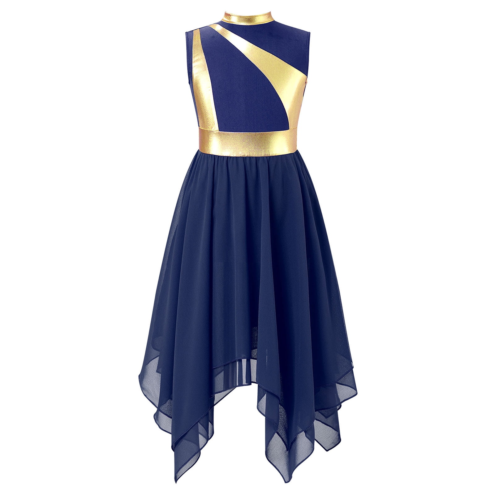 YONGHS Girls Praise Lyrical Dance Dress Sleeveless Asymmetrical ...
