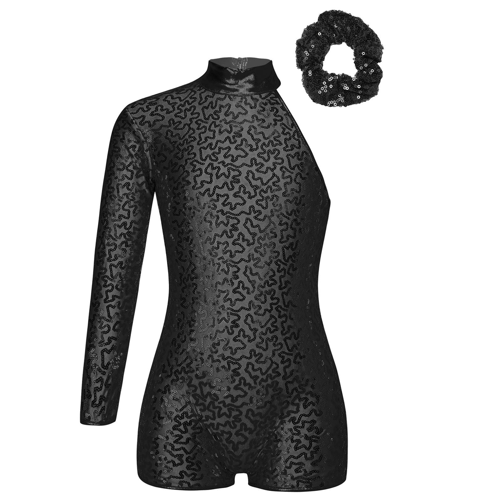 YONGHS Girls Sequined Single Sleeve Gymnastics Dance Leotards Sparkly ...