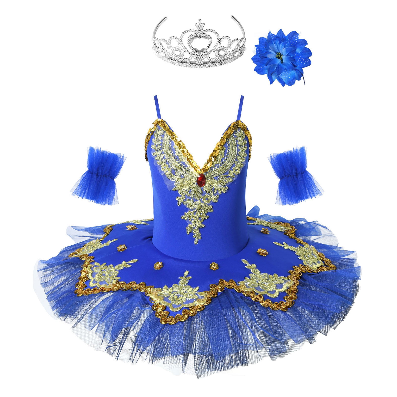 YONGHS Girls Sequins Ballet Dance Tutu Dress Skirted Leotard Swan ...