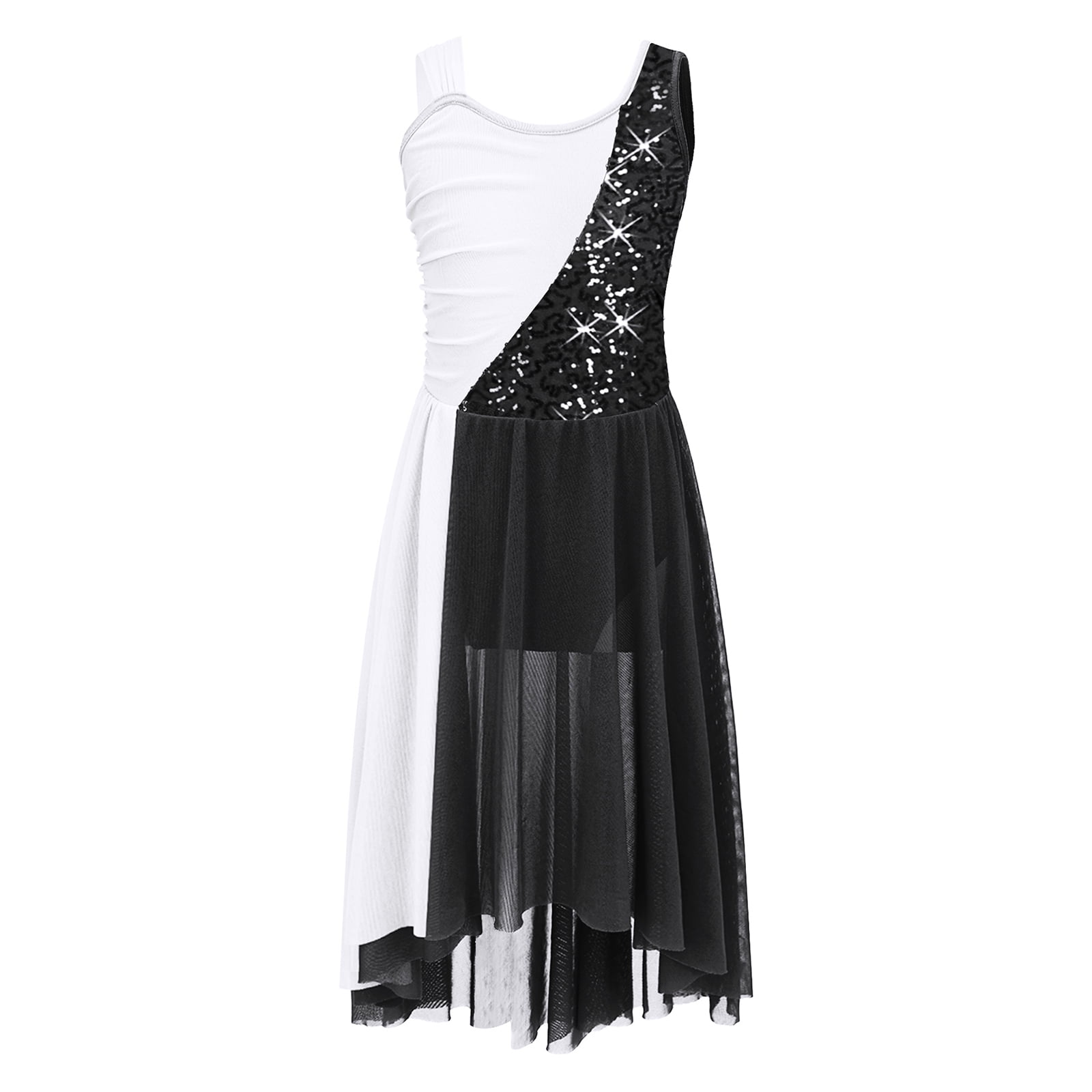 YONGHS Girls Shiny Lyrical Ballet Modern Dance Dress Chiffon Skirted ...