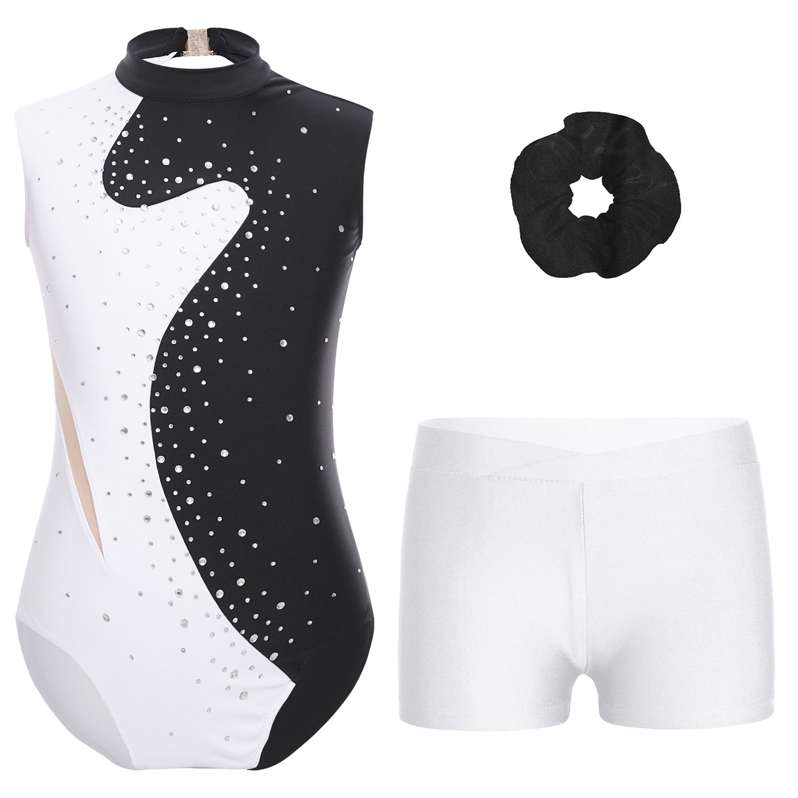 YONGHS Girls Sparkly Dance Unitards Biketards Gymnastics Leotards with ...