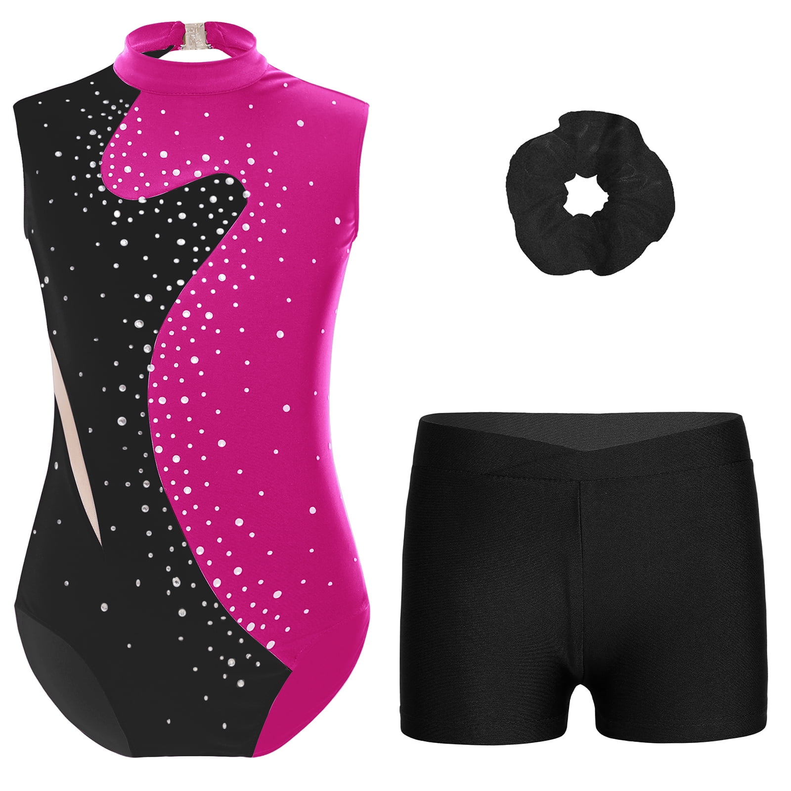 YONGHS Girls Sparkly Dance Unitards Biketards Gymnastics Leotards with ...