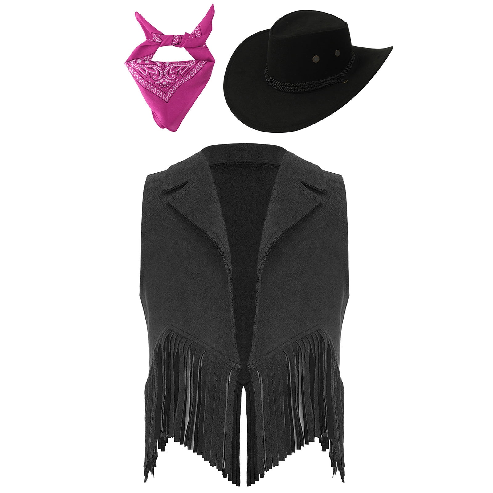 YONGHS Girls Western Cowboy Costume Kids Open Front Vest Waistcoat ...