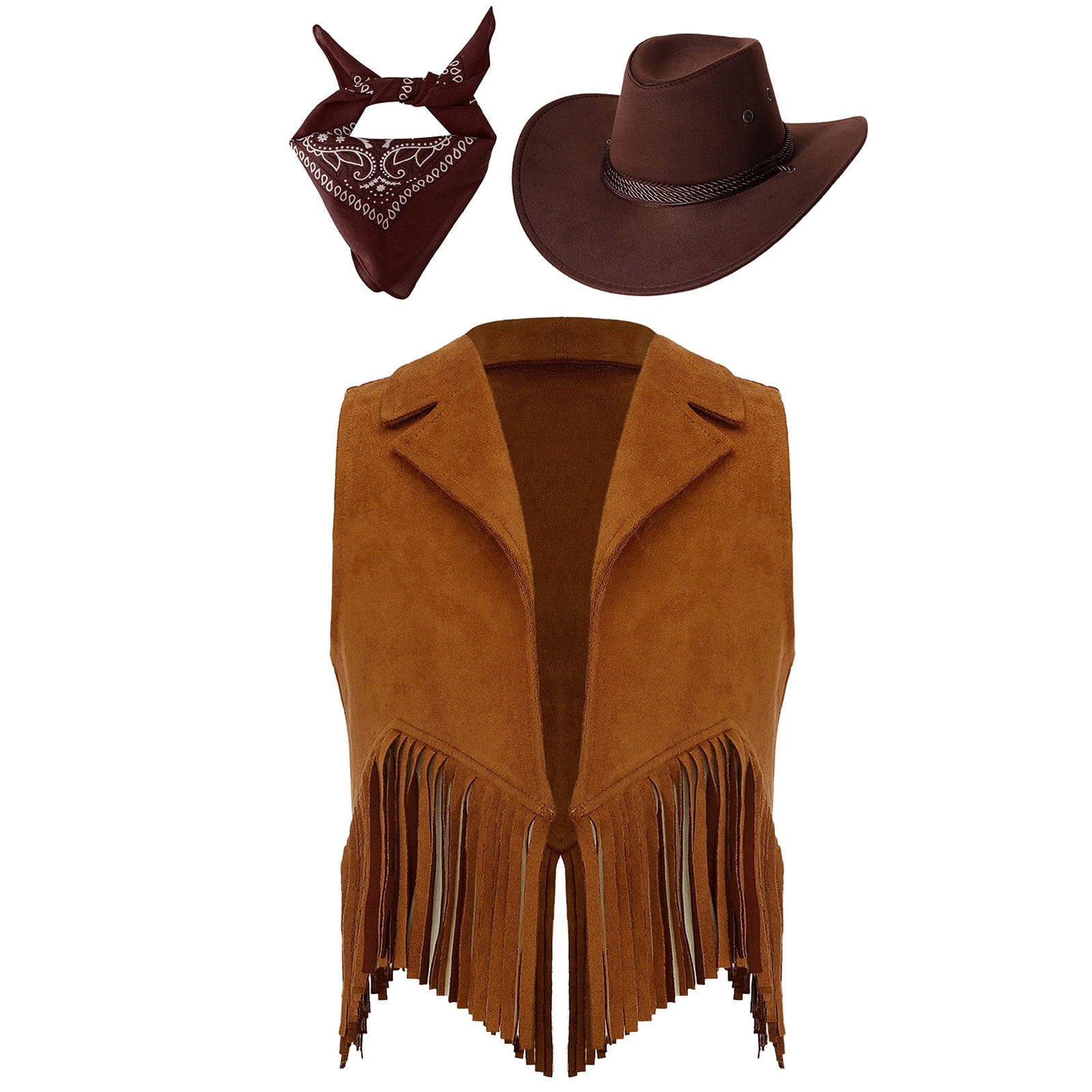 YONGHS Girls Western Cowboy Costume Kids Open Front Vest Waistcoat ...