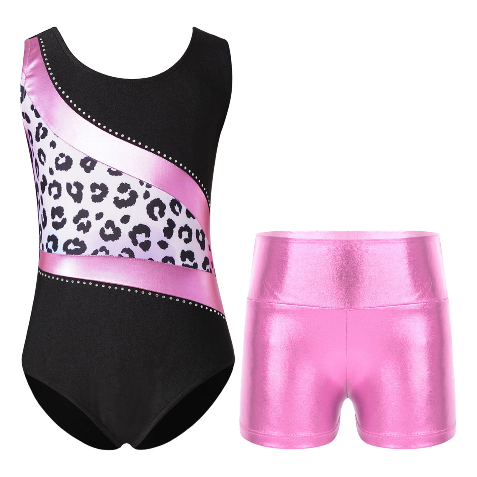 YONGHS Gymnastics Leotards for Girls Sparkle Two-piece Tumbling Outfits ...