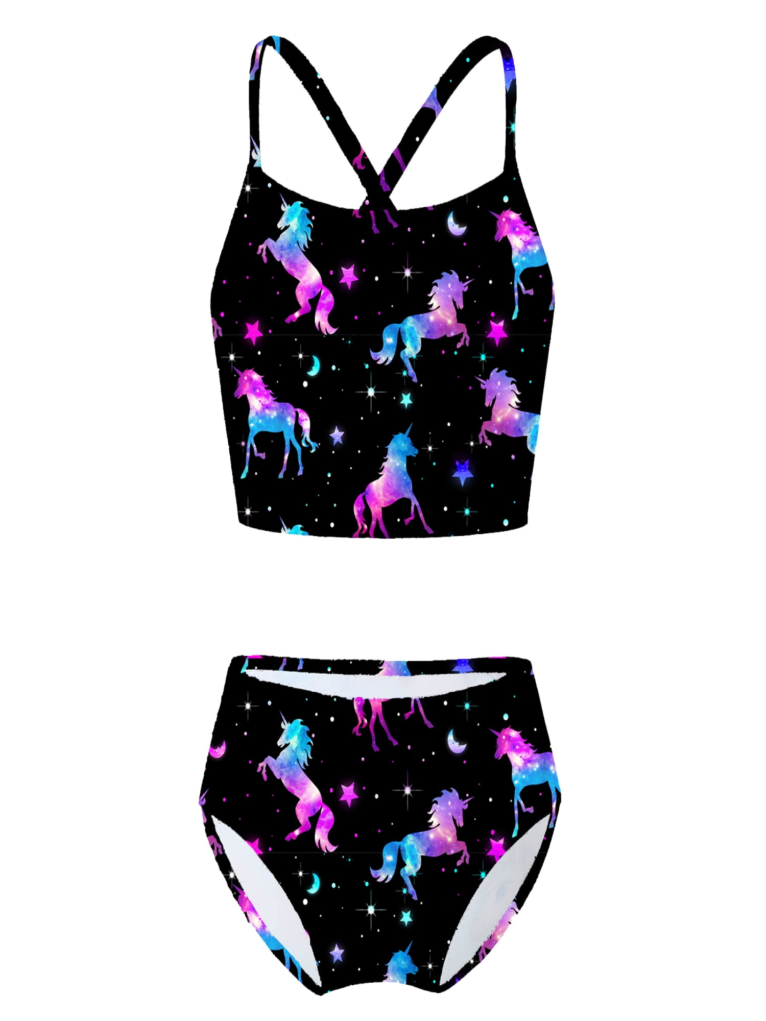 YONGHS Kid Girls Bikini Set Horse Pattern Swimsuit Criss Cross Back ...