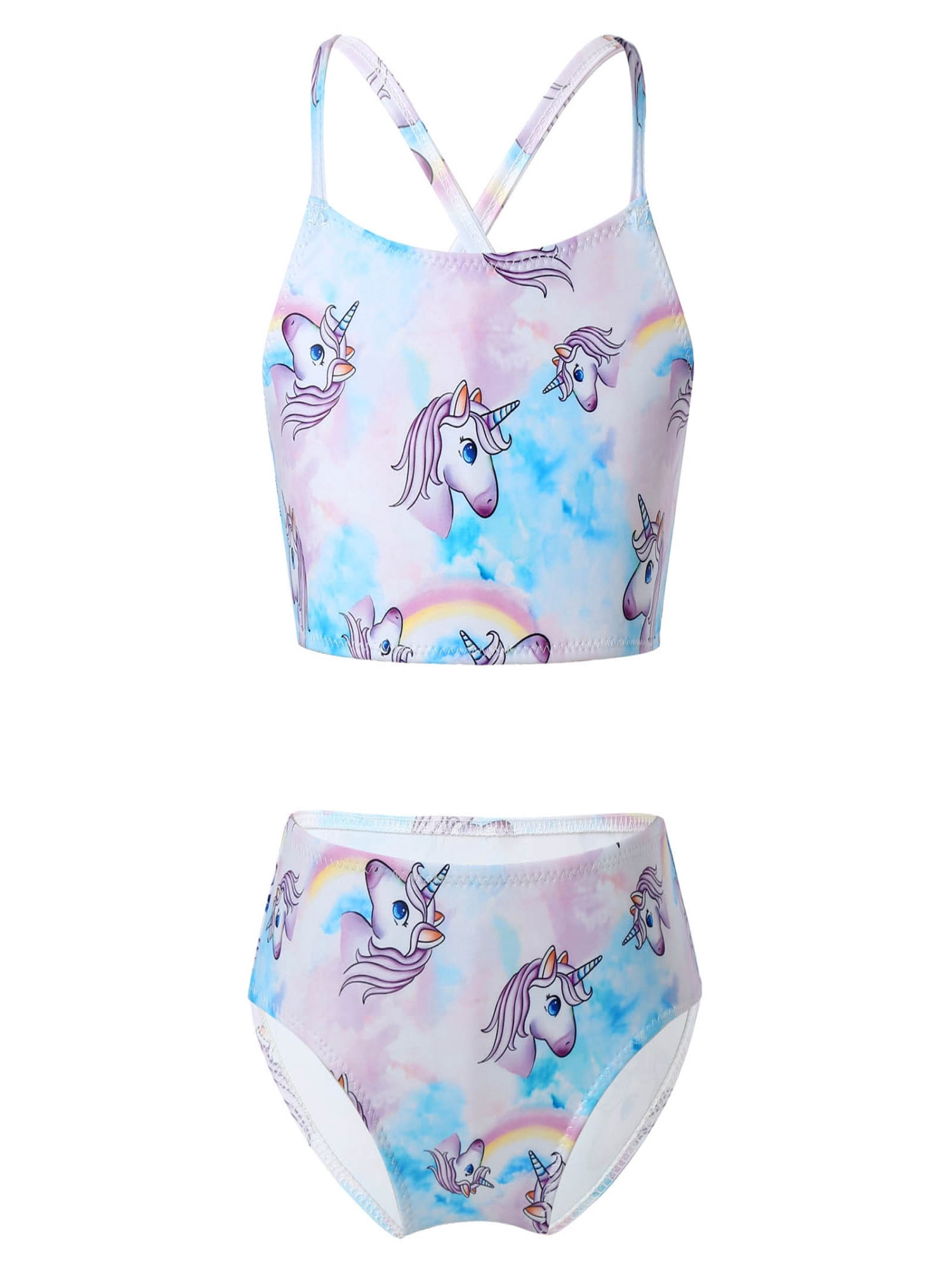YONGHS Kid Girls Bikini Set Horse Pattern Swimsuit Criss Cross Back ...