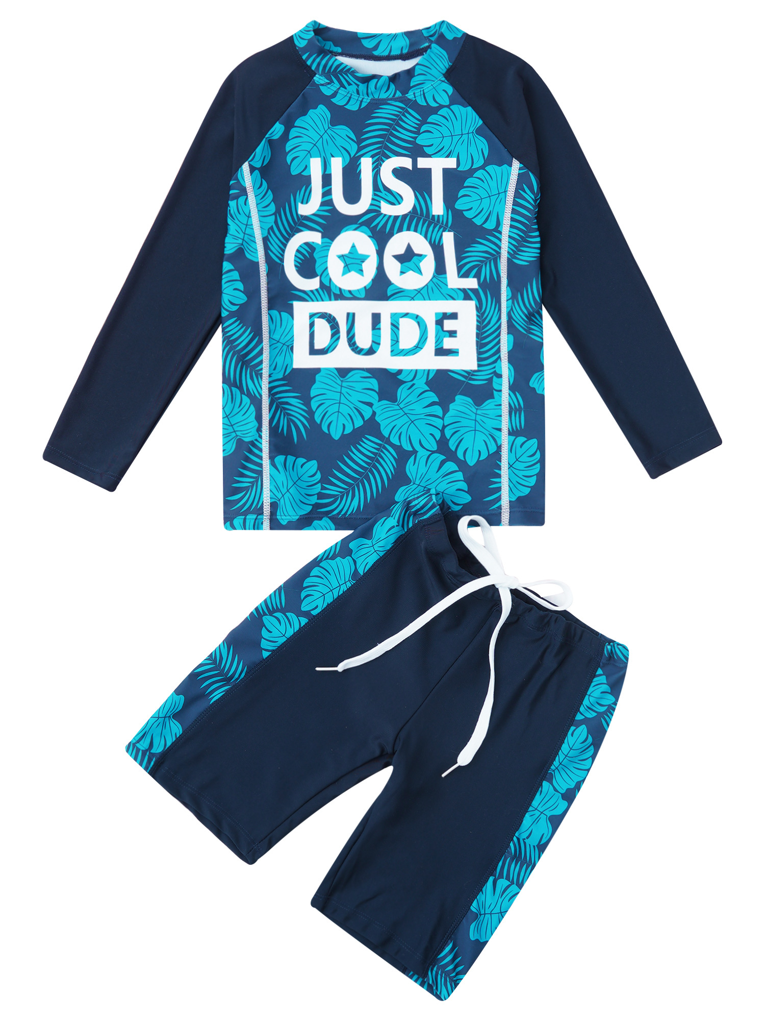 YONGHS Kids Boys 2 Piece Long Sleeve Swimsuit UPF 50+ Sun Protection ...