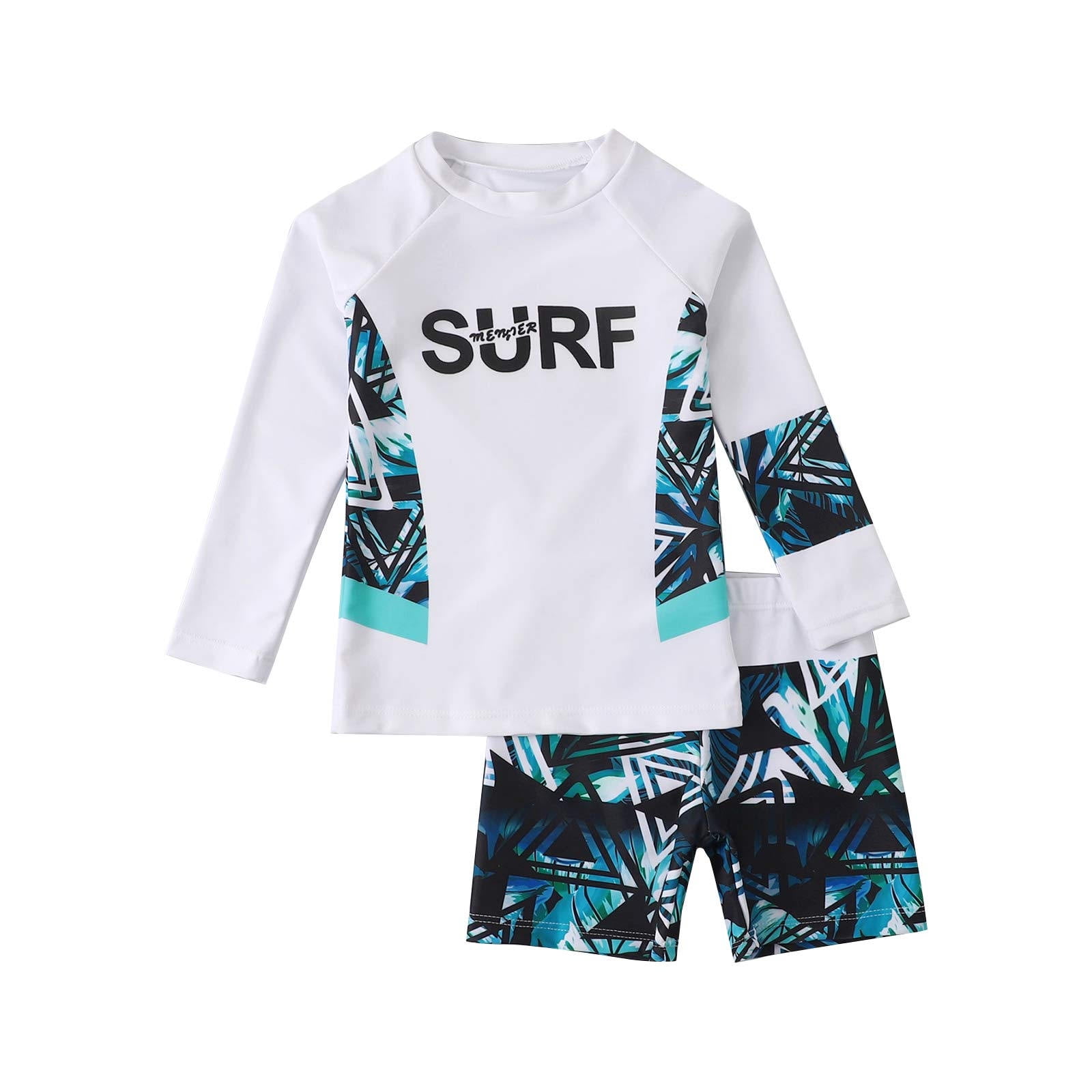 YONGHS Kids Boys 2 Piece Long Sleeve Swimsuit UPF 50+ Sun Protection ...