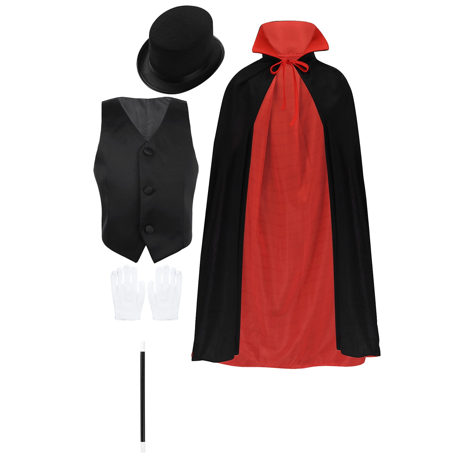 YONGHS Kids Boys Halloween Magician Role Play Costume Hat Cape Vest ...