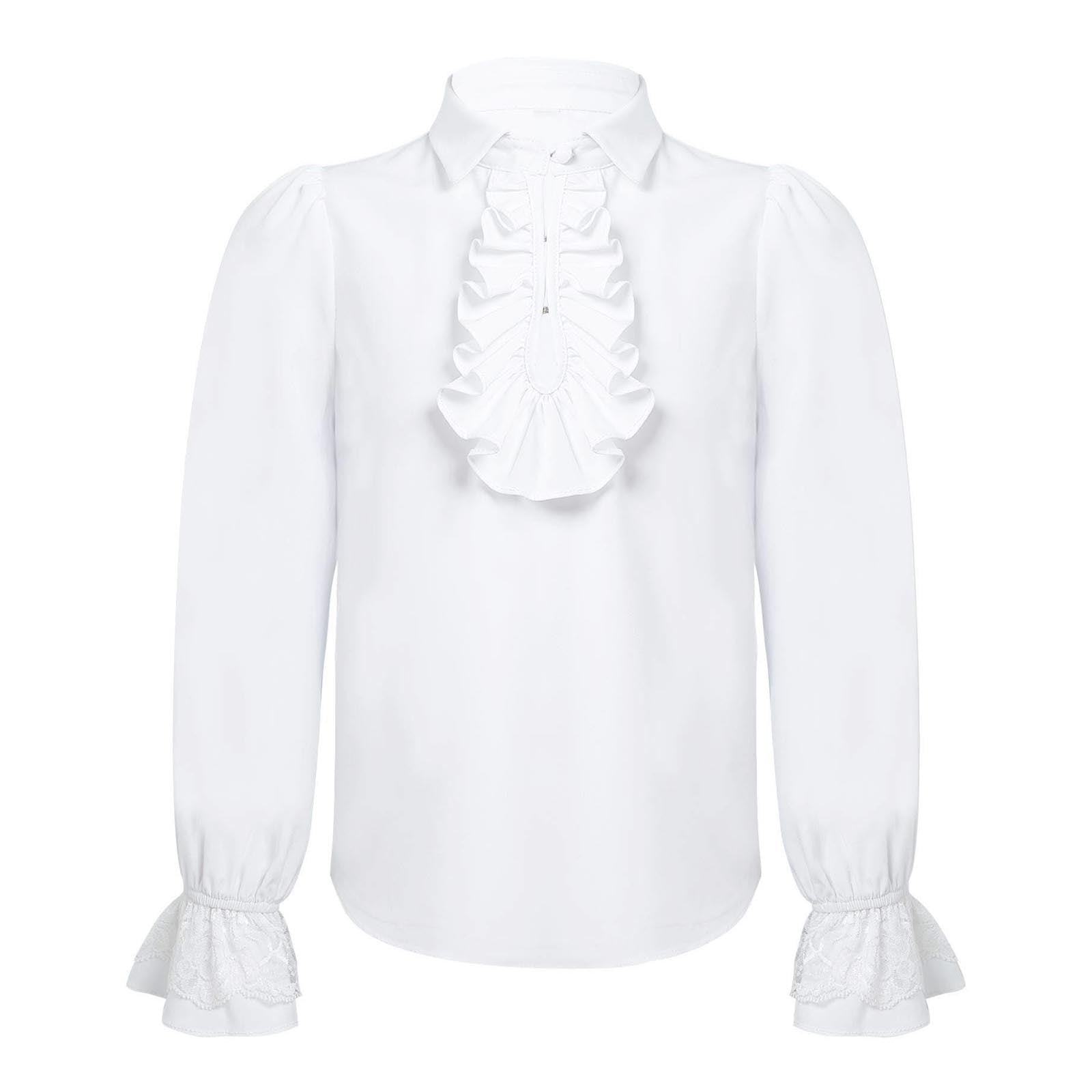 YONGHS Kids Boys Renaissance Medieval Ruffle Lace Shirt Tops Long ...