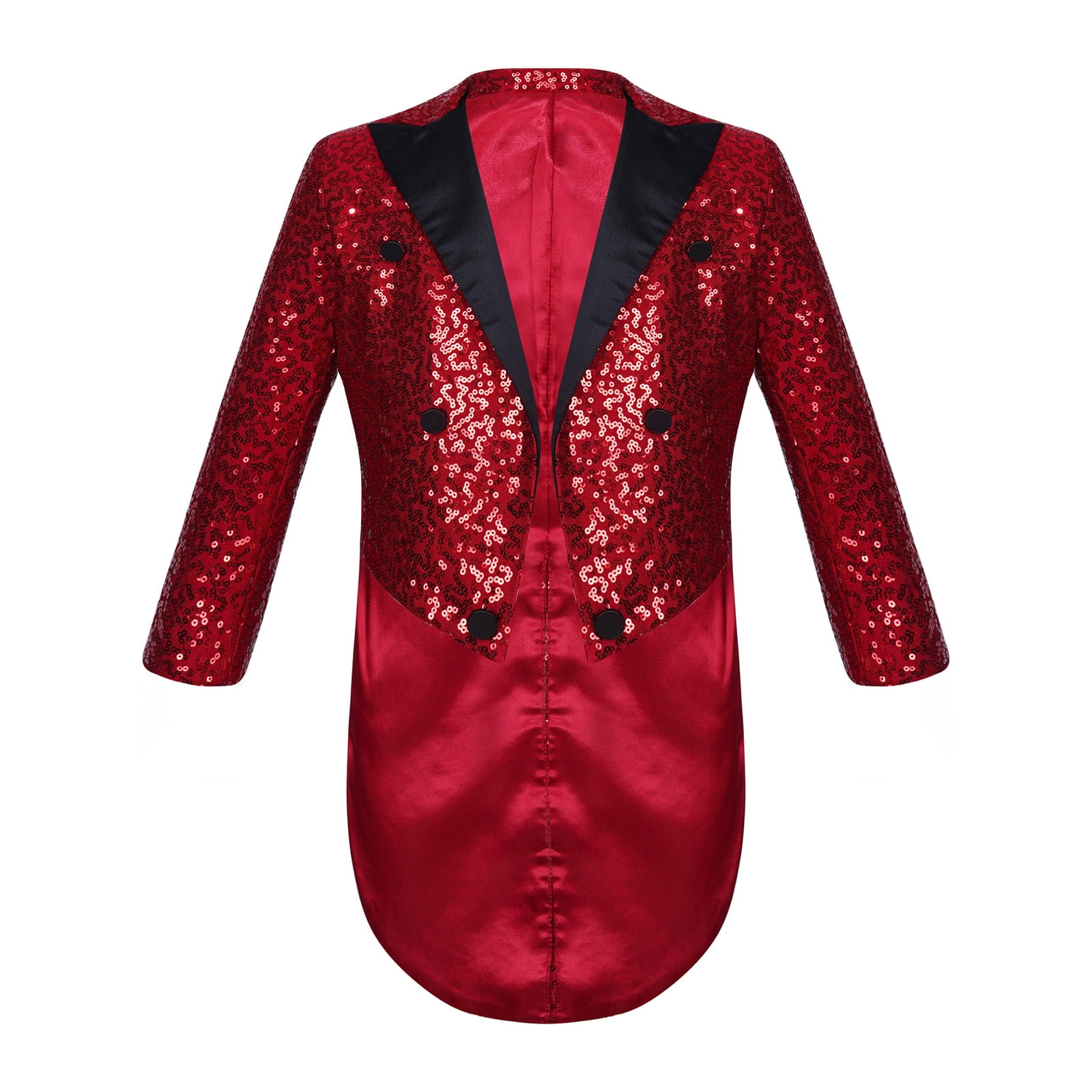 YONGHS Kids Boys Sequin Blazer Tuxedo Jacket Tailcoat Swallowtail Suit ...