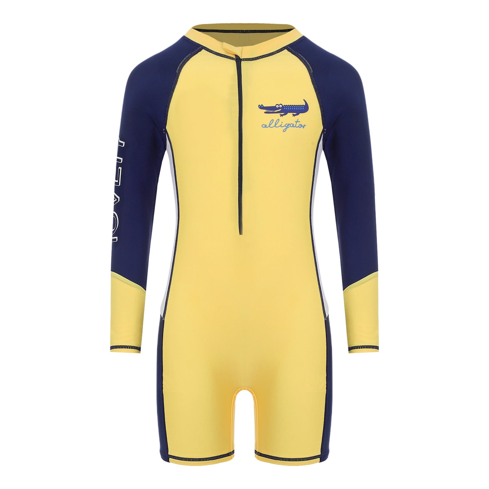 YONGHS Kids Boys Shark Upf 50+ One Piece Boyleg Swimsuits Long Sleeve Rash Guard Wetsuits Yellow ...