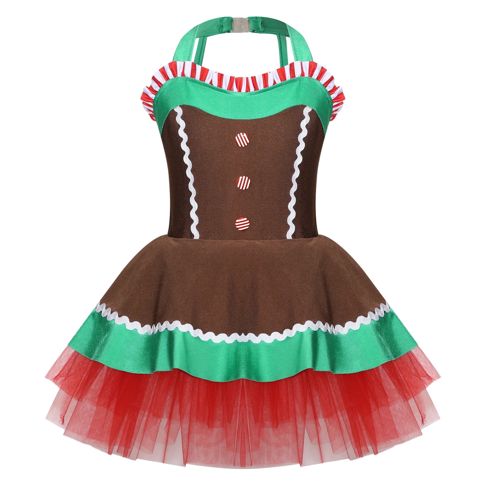 YONGHS Kids Gingerbread Girl Costume Christmas Dance Holiday Ballet ...
