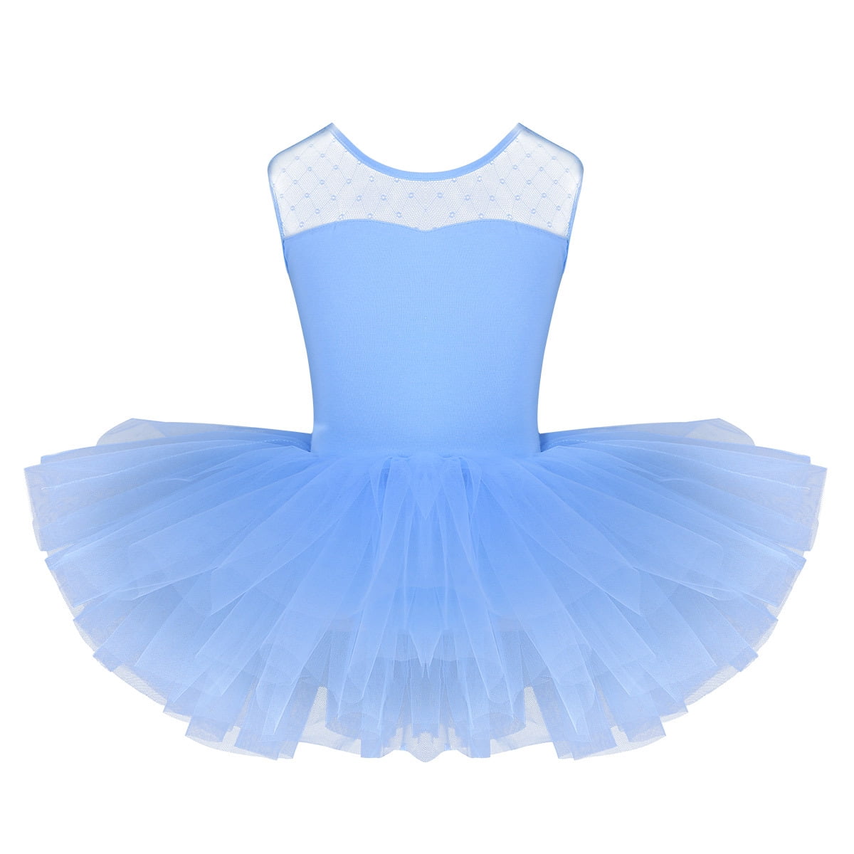 YONGHS Kids Girl Mesh U Back Ballet Dance Gymnastics Leotard Tutu Dress ...