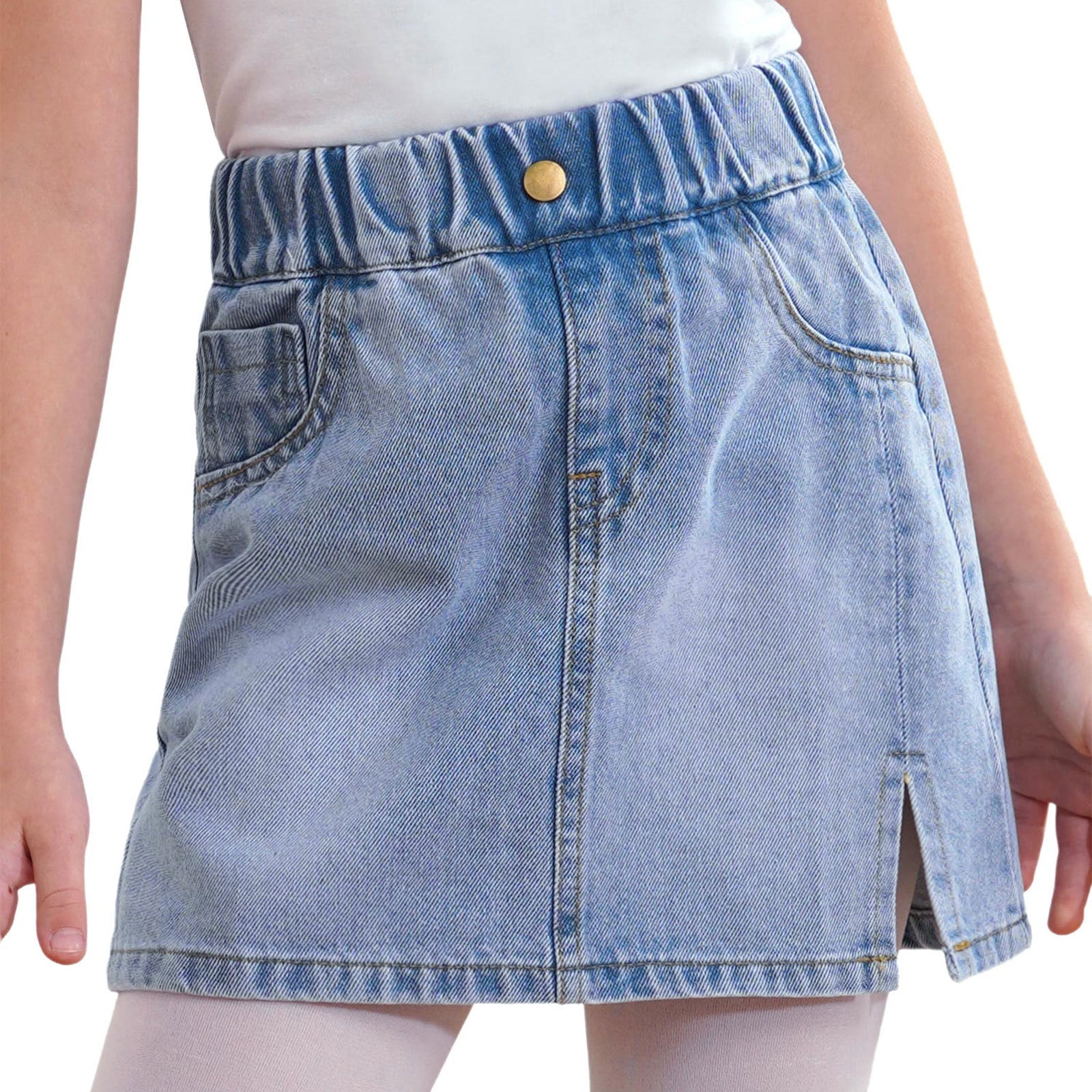 YONGHS Kids Girl's A-Line Denim Skirt Short Mini Jeans Tutu Skirts 5-16 ...