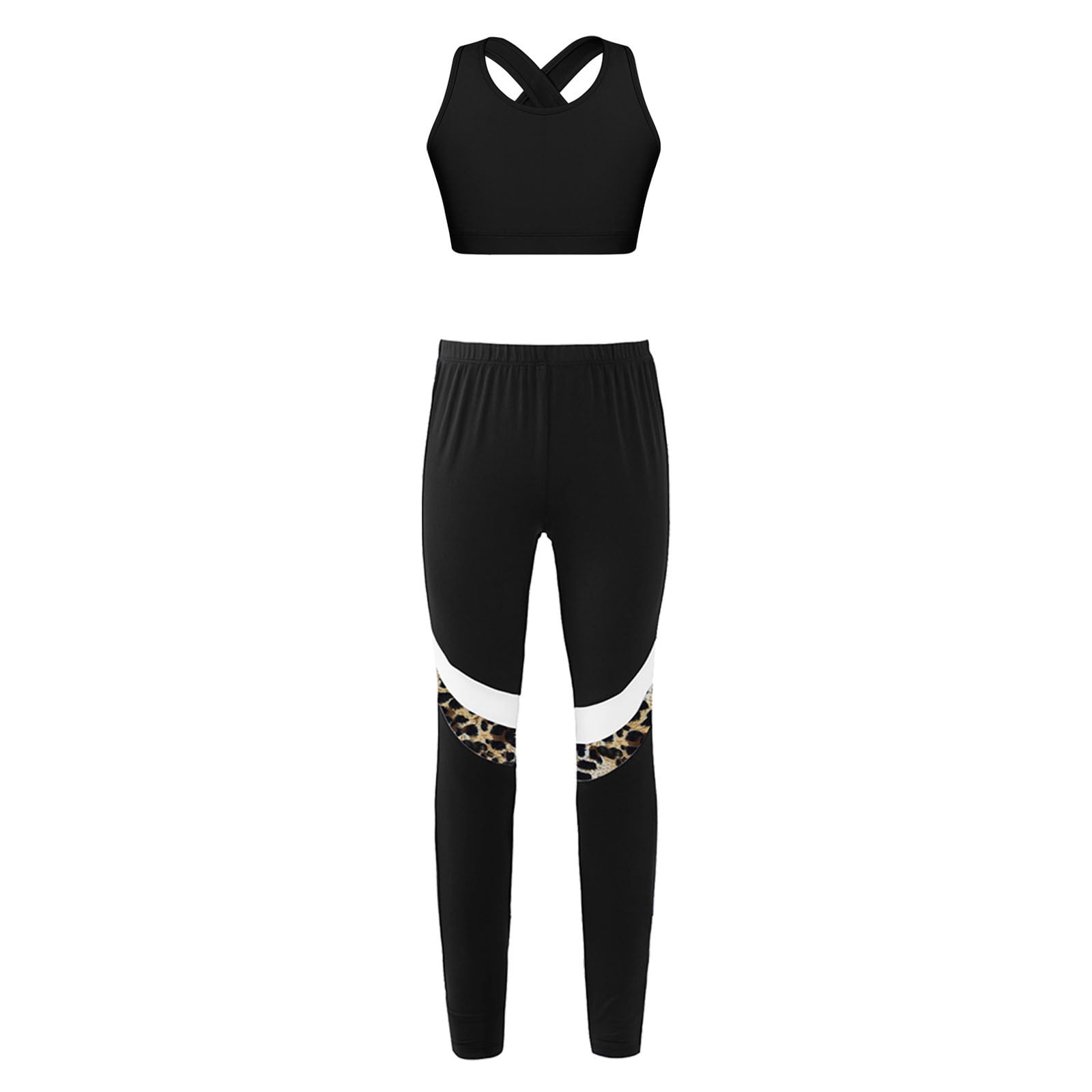 YONGHS Kids Girls 2 Pieces Sport Outfits Crop Tank Top and Leggings Set ...
