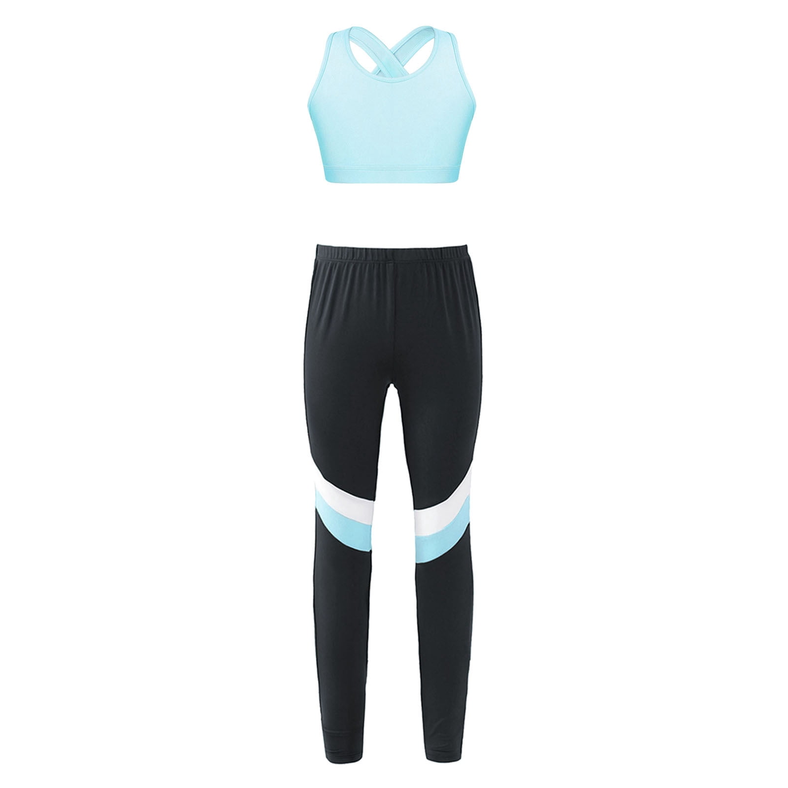 YONGHS Kids Girls 2 Pieces Sport Outfits Crop Tank Top and Leggings Set ...