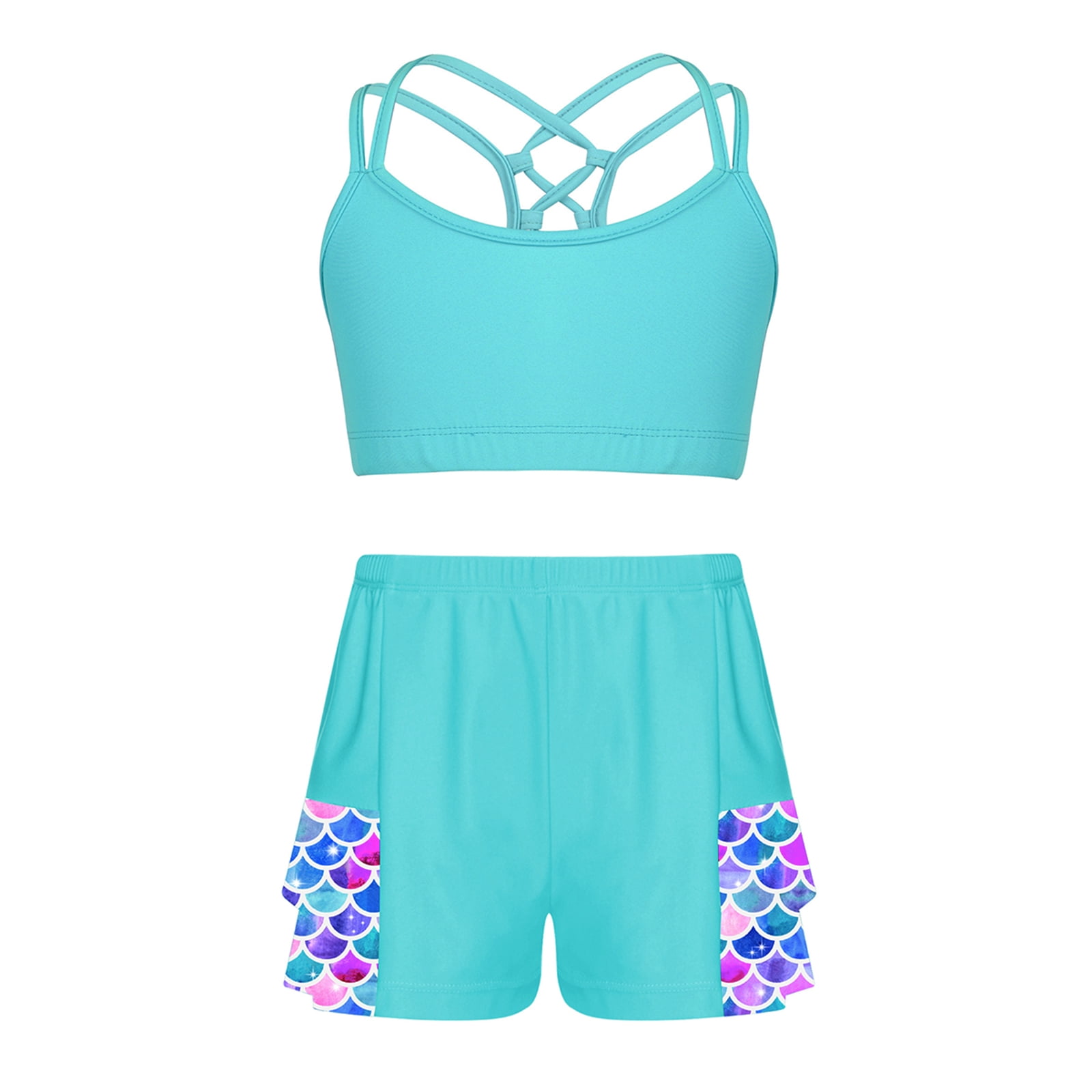 YONGHS Kids Girls 2Pcs Swimsuit Tankini Swimwear Beach Bathing Suit ...