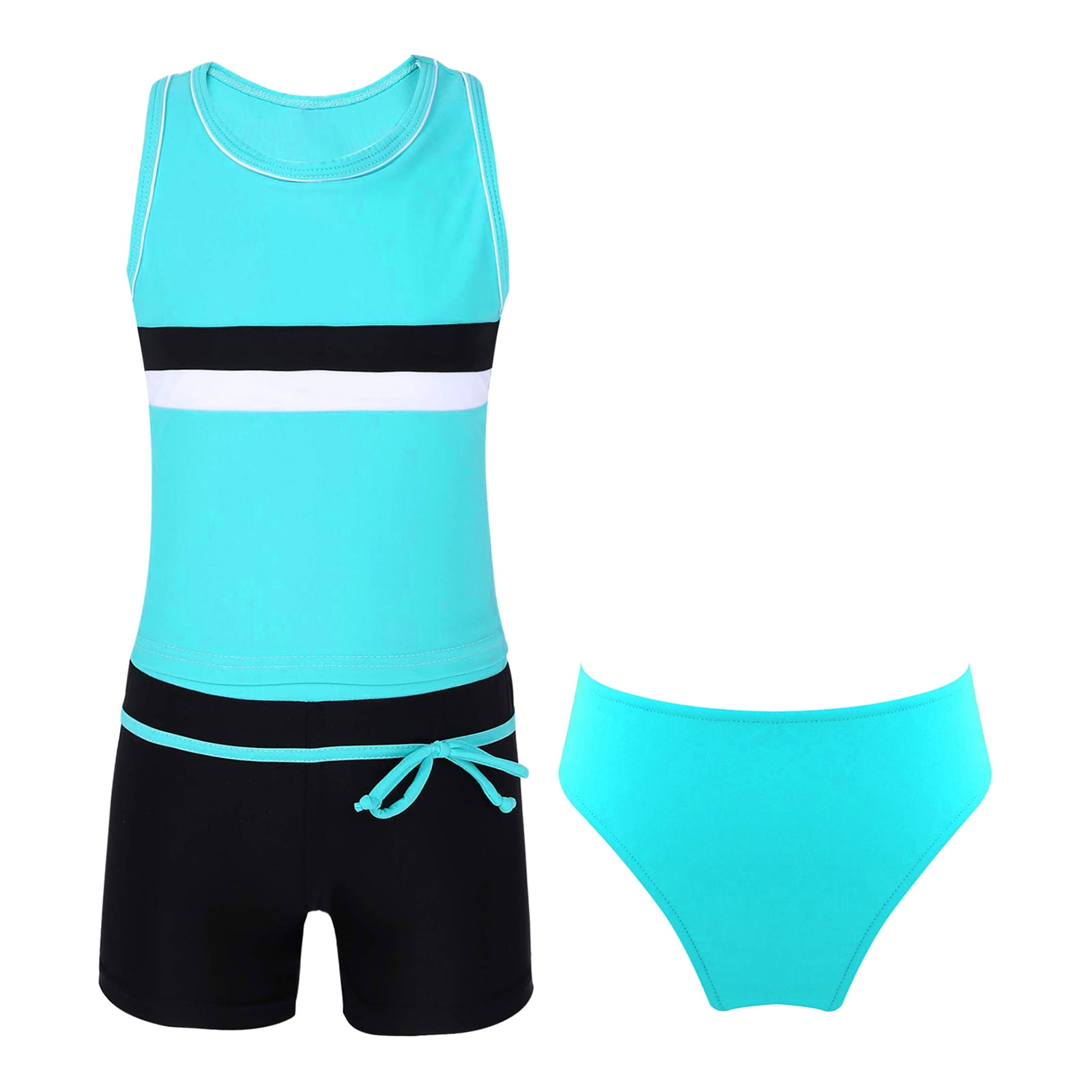 YONGHS Kids Girls 3 Piece Tankini Bathing Suits Boyshorts Swimsuits ...